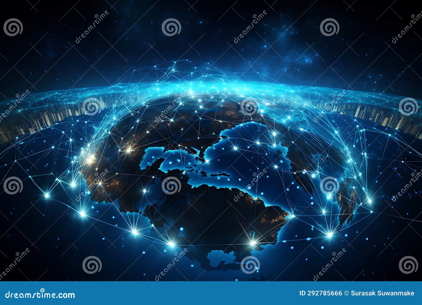 World AI Artificial Intelligence Global Network Concept. IoT Internet ...