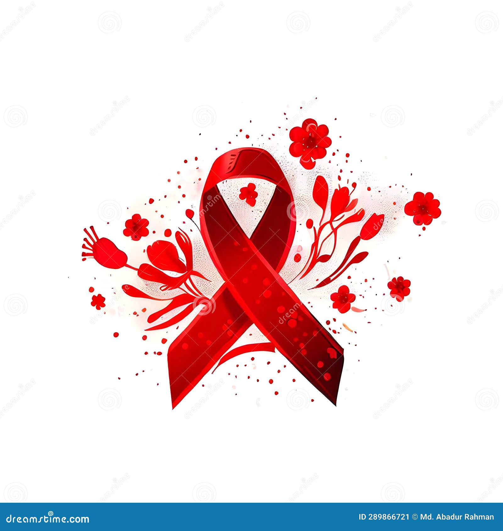 World Aids Day Celebration with Flower Splashed Red Ribbon Ai Generated ...
