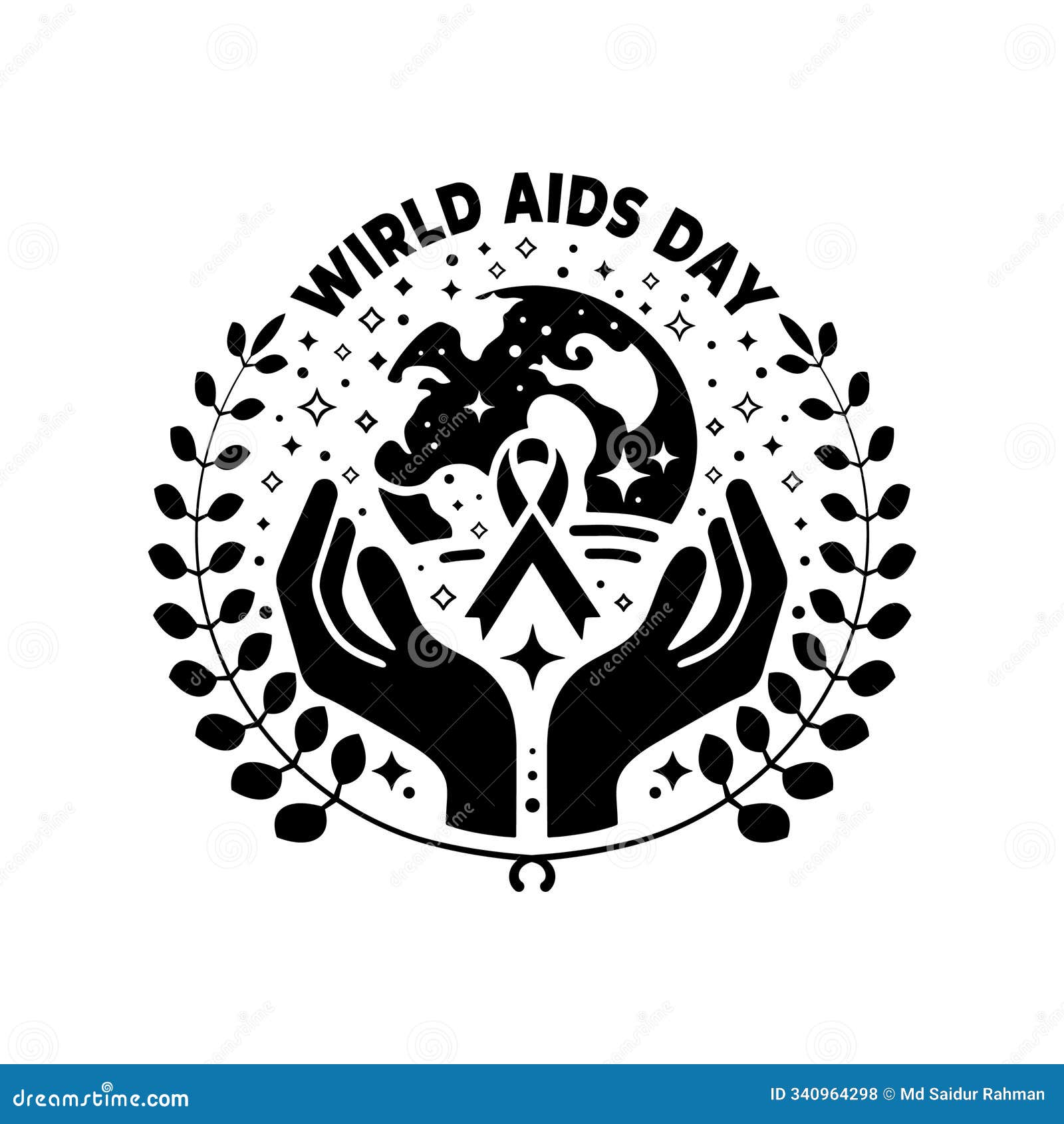 World Aids Day Logo with Hands Holding the Earth Stock Vector ...