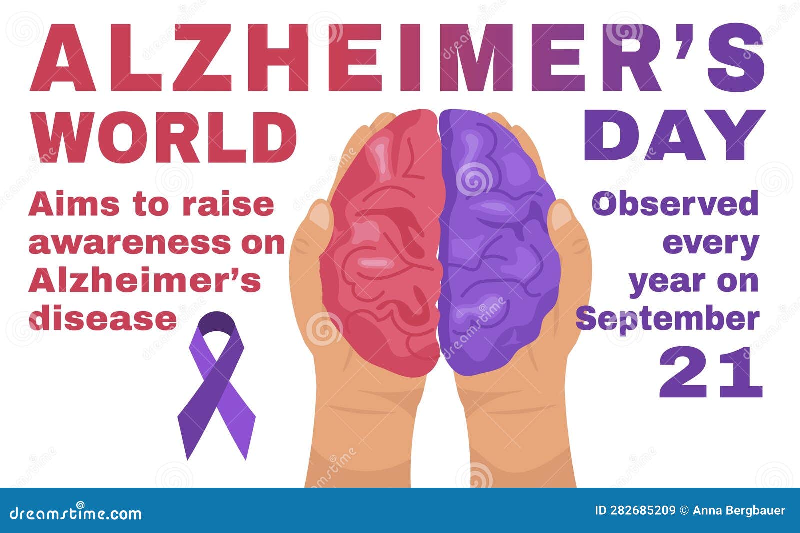World Alzheimers Day September 21 Editable Vector Illustration Stock