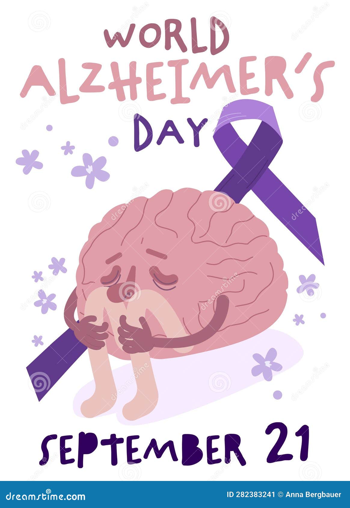 World Alzheimers Day September 21 Editable Vector Illustration Stock