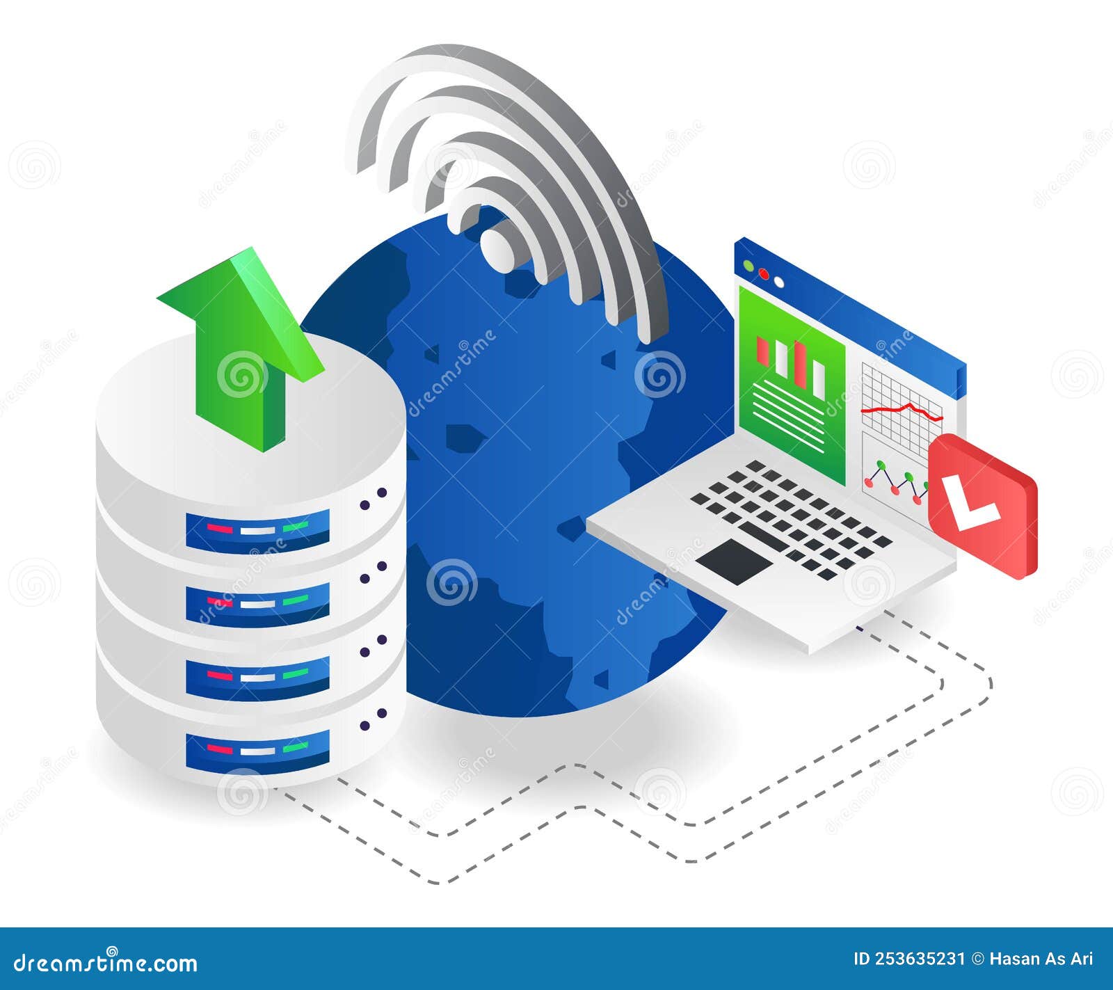 World Analytics Database Server in Flat Isometric Illustration Design ...