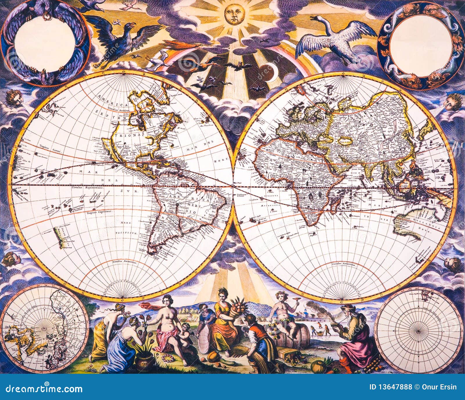 World Antique Map stock photo. Image of topograph, physical - 13647888