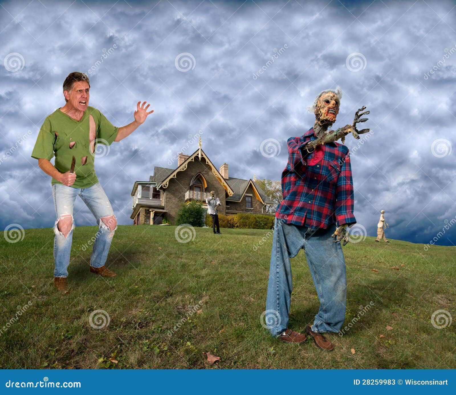 World Apocalypse, Man Fight Zombies Stock Image - Image of violence ...