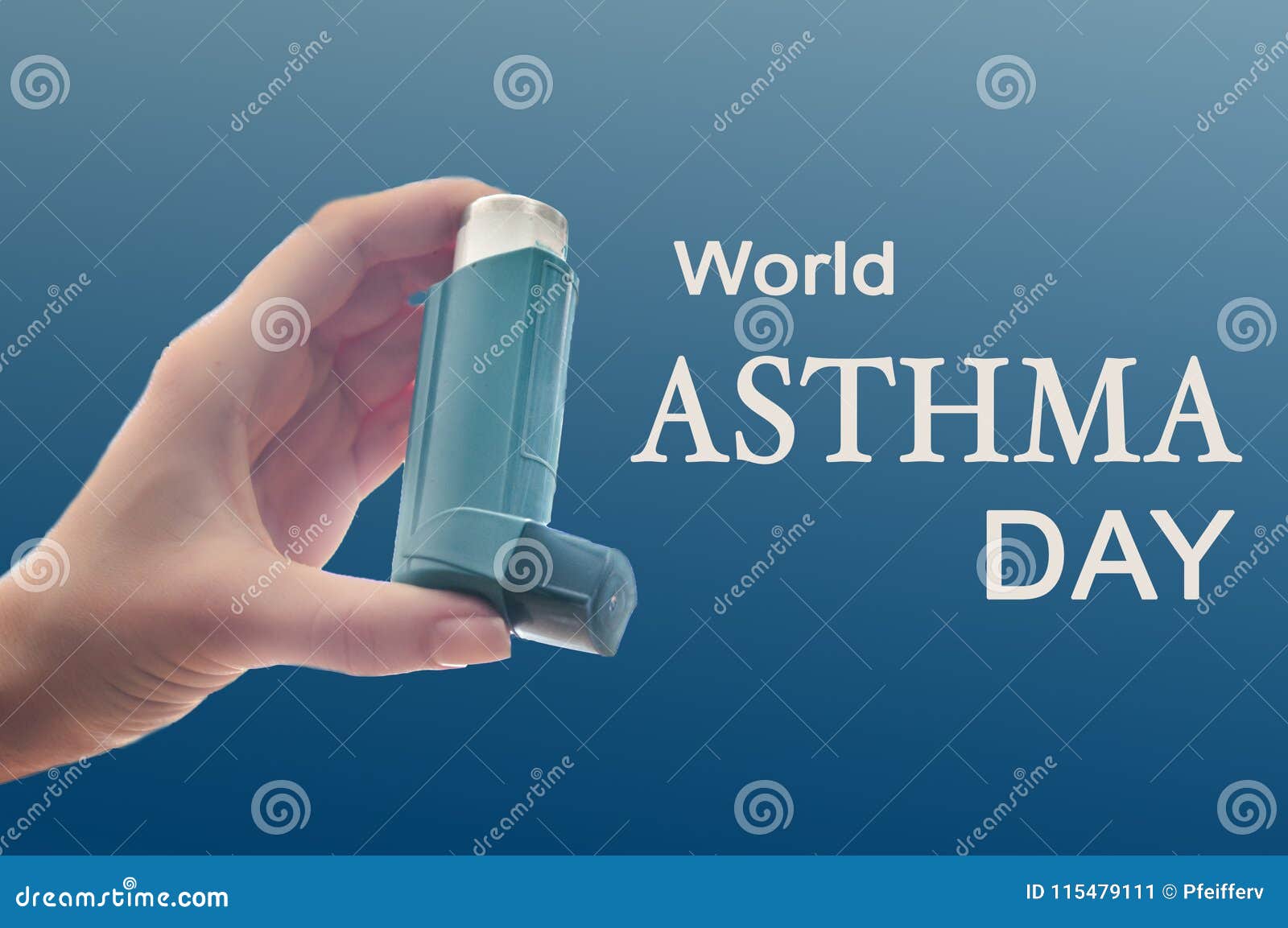 World Asthma Day May 5.anti-asthma Inhaler On A Blue Background Stock ...