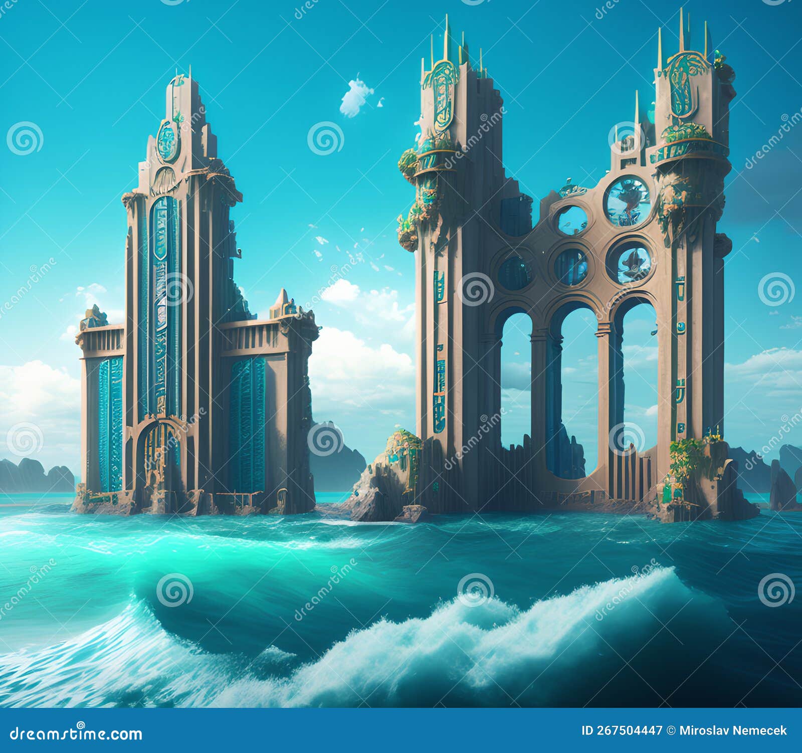 World of Atlantis, Generative AI Illustration Stock Illustration ...