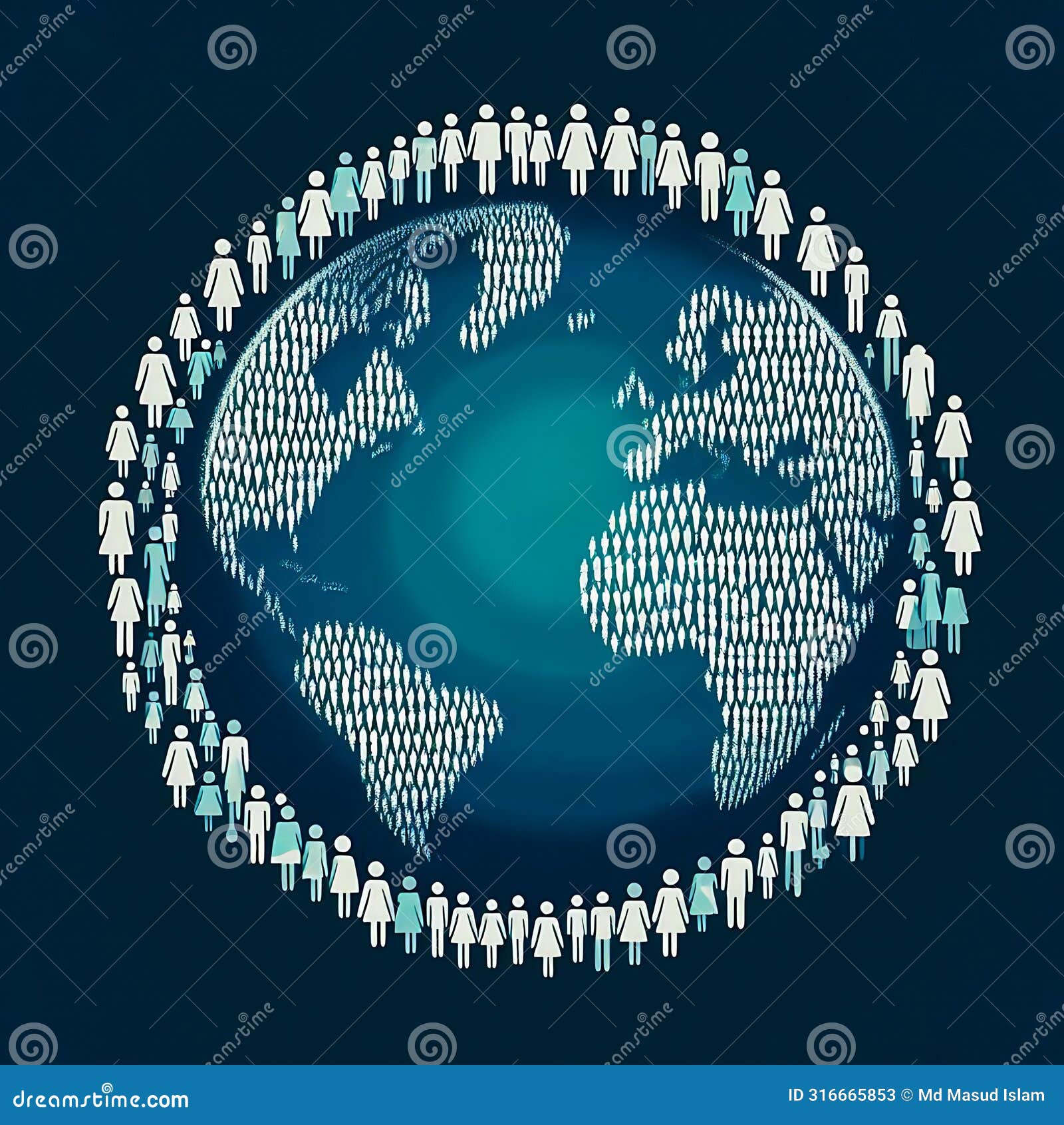 World Background with People, World Population Day Stock Illustration ...