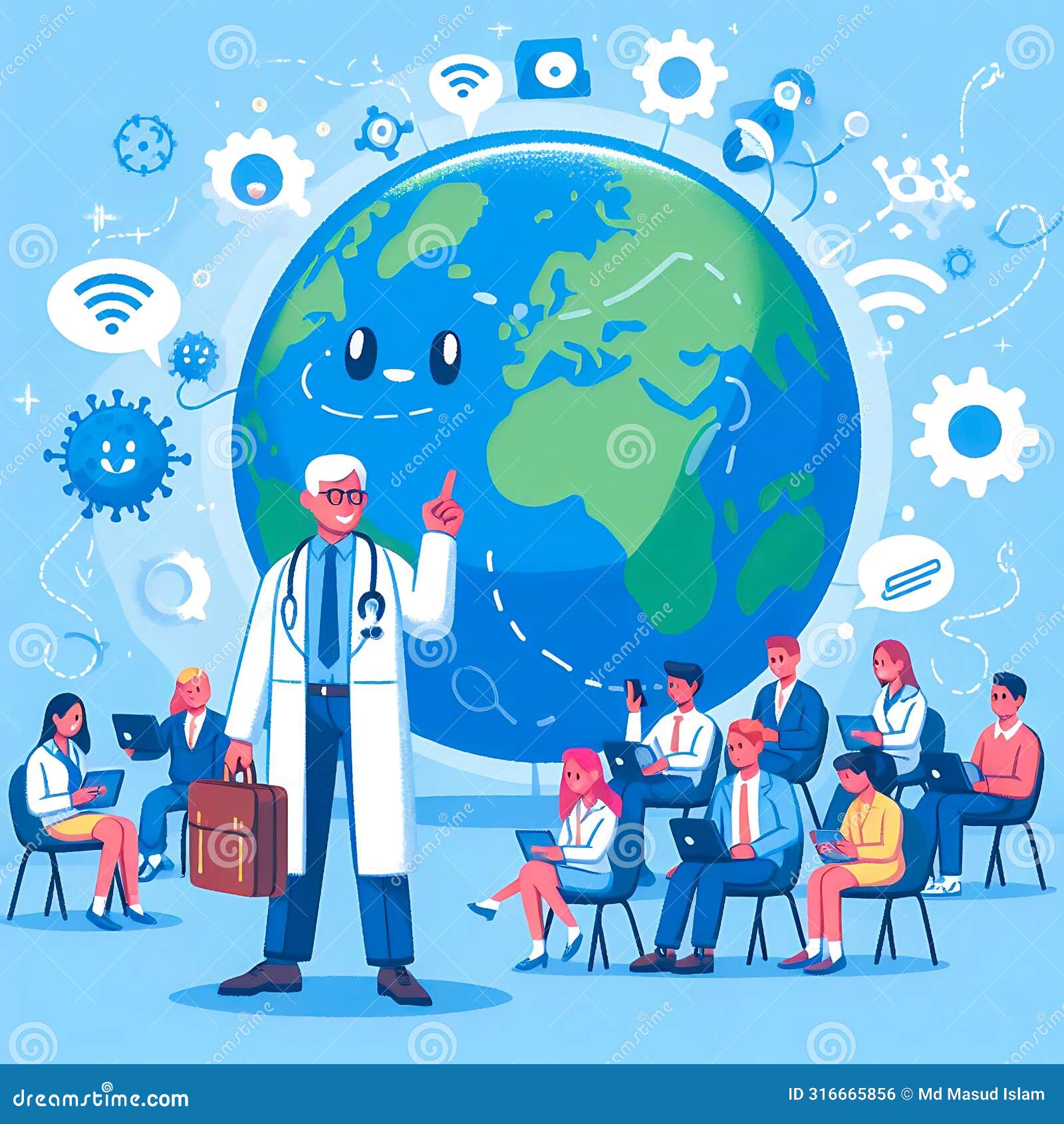 World Background with People, World Population Day Stock Illustration ...