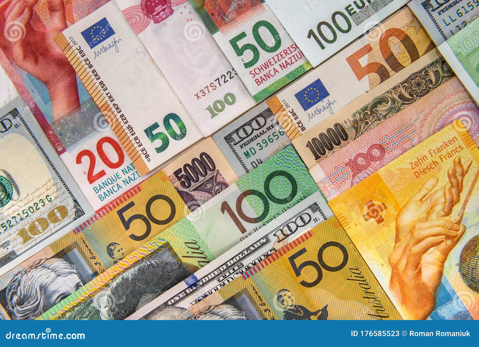 World Banknotes Collection in Rows As Background Stock Image - Image of ...