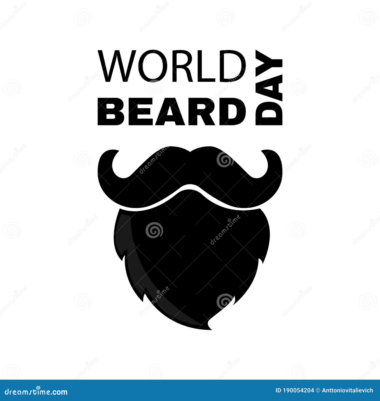 World Beard Day. Greeting Card with Beard and Mustache. Postcard Icon ...