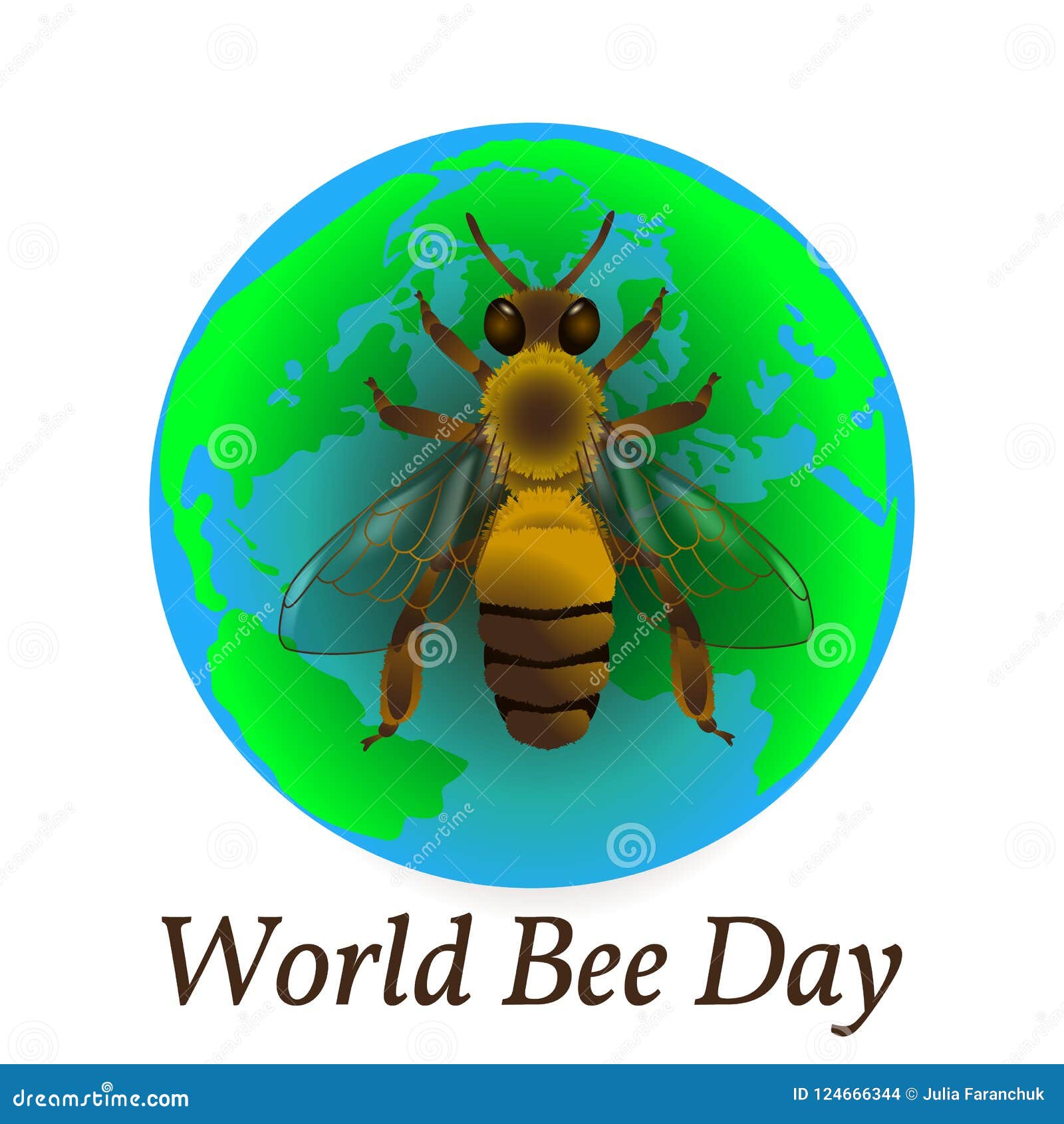 World Bee Day. Concept Ecological Event. Realistic Bee Drawing. Planet ...