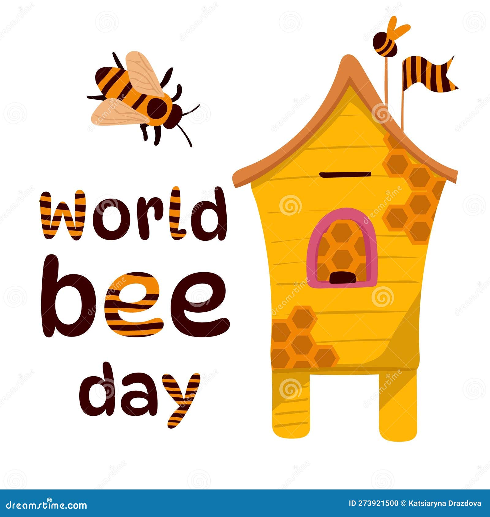 World Bee Day Vector Design Template with Bees and Beehive Stock Vector ...