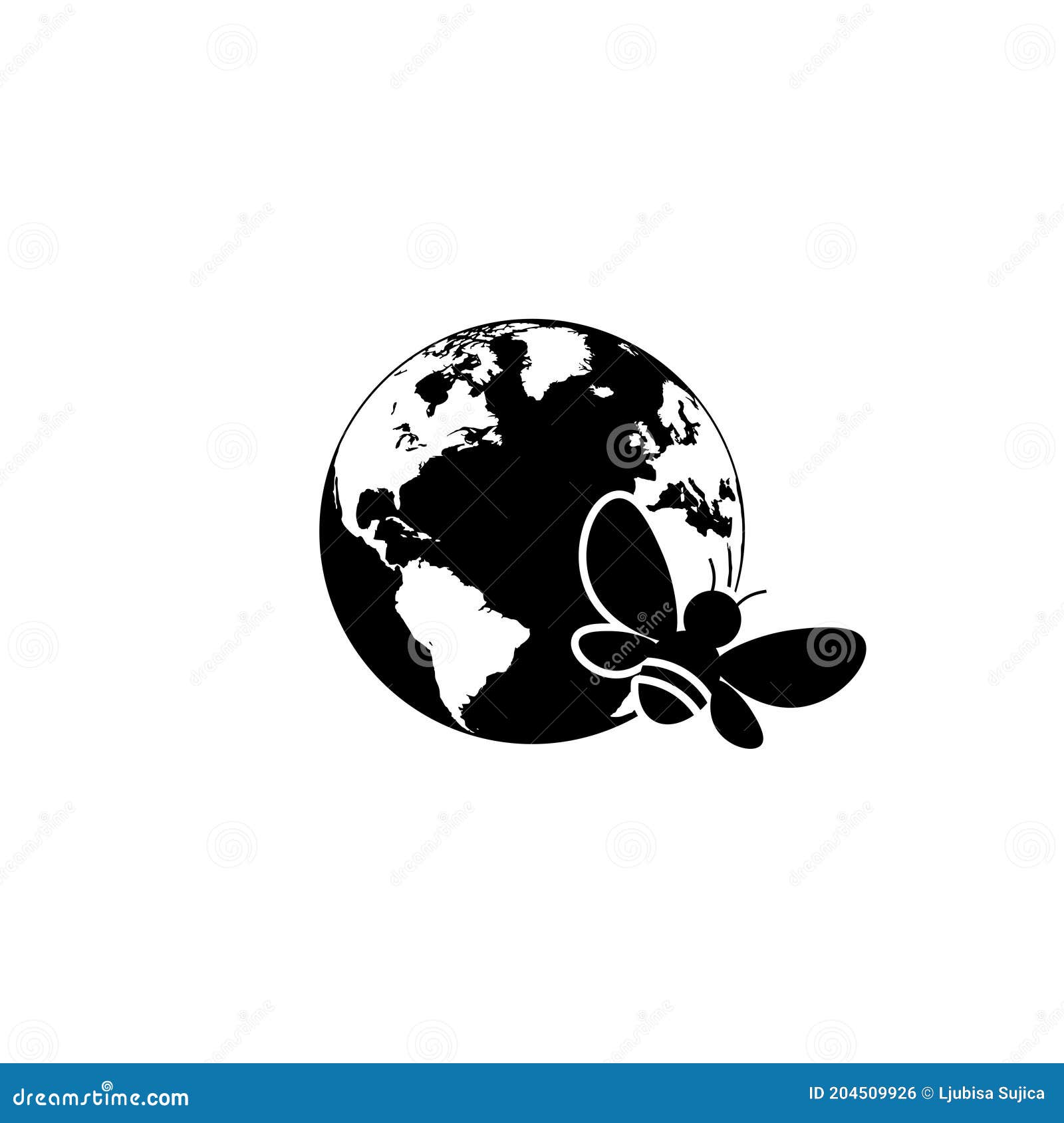 World and Bee Icon Isolated on White Background Stock Vector ...