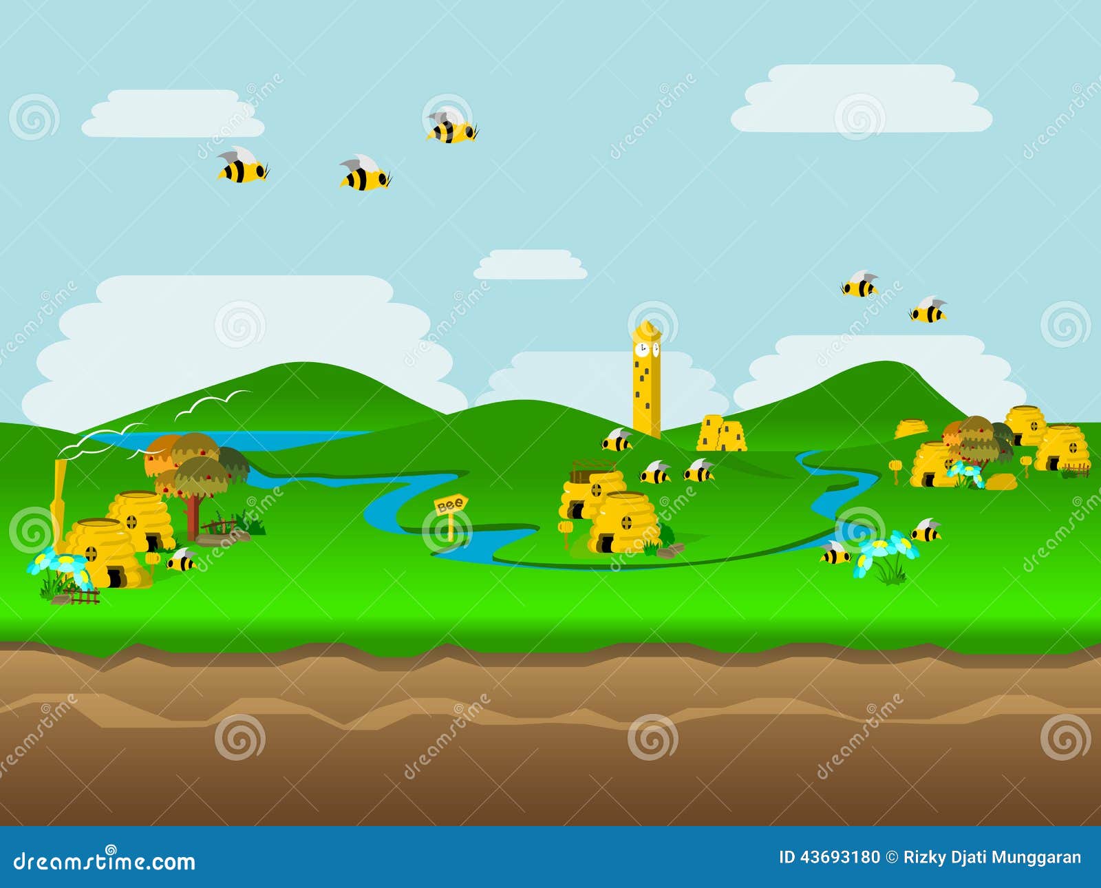 World of Bee Vector Illustration Stock Vector - Illustration of banner ...