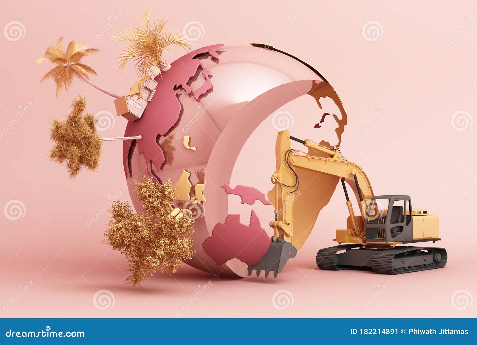 The World is Being Destroyed by Human`s Hand Stock Illustration ...