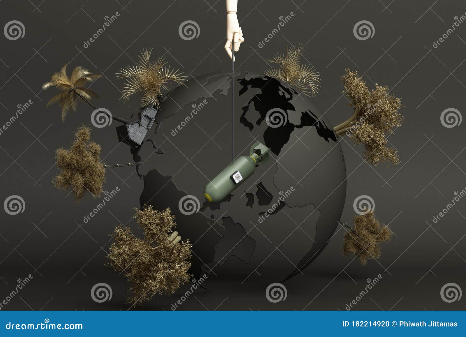 The World is Being Destroyed by Human`s Hand Stock Illustration ...