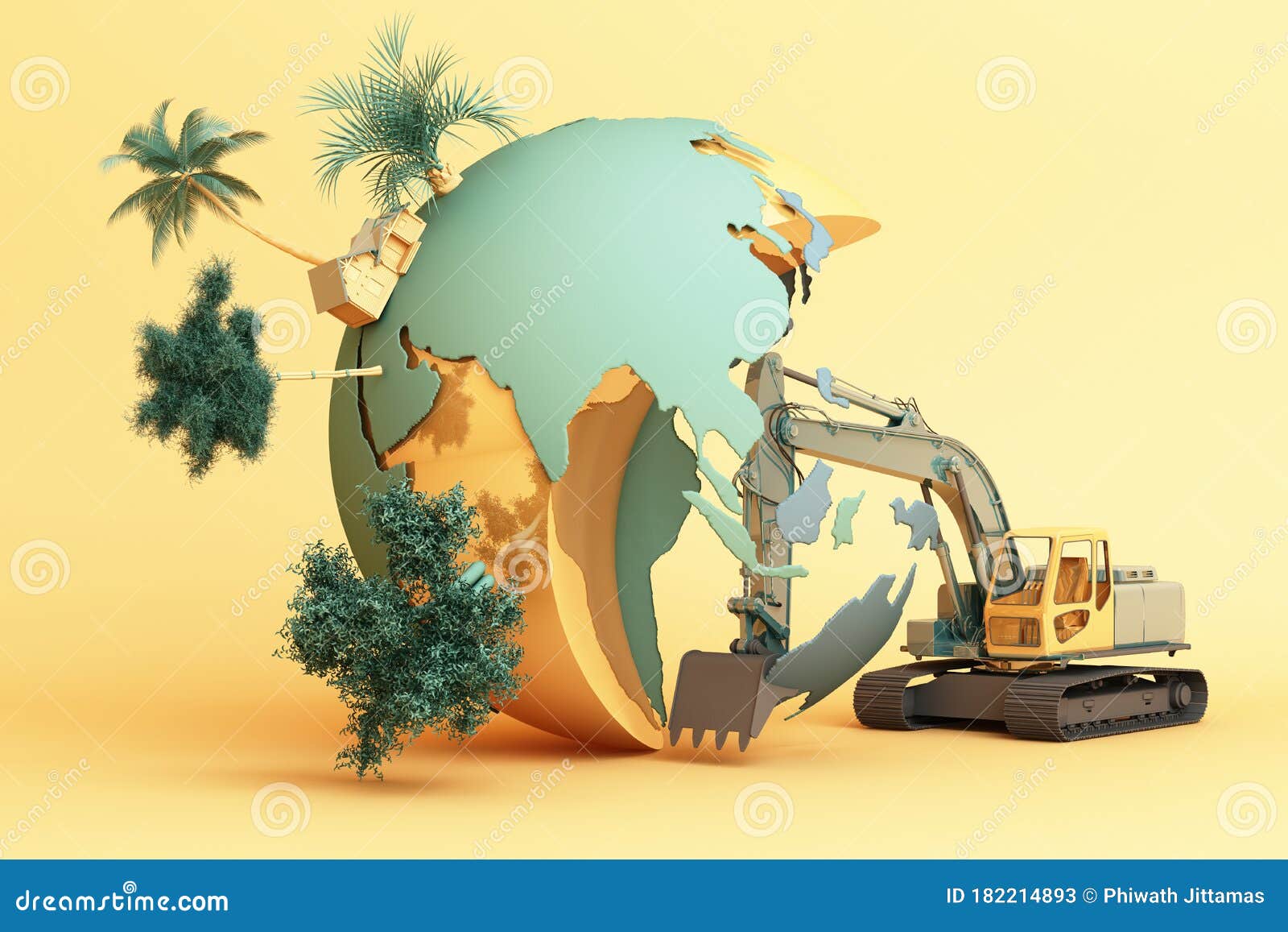The World is Being Destroyed by Human`s Hand Stock Illustration ...