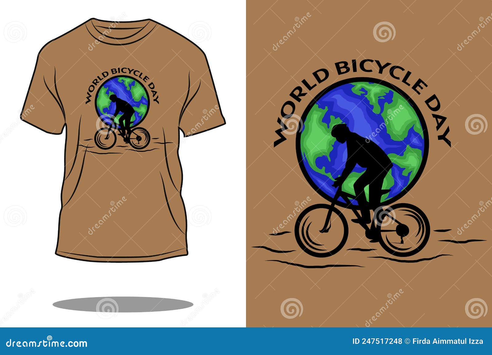 World Bicycle Day Retro T Shirt Design Stock Vector Illustration Of