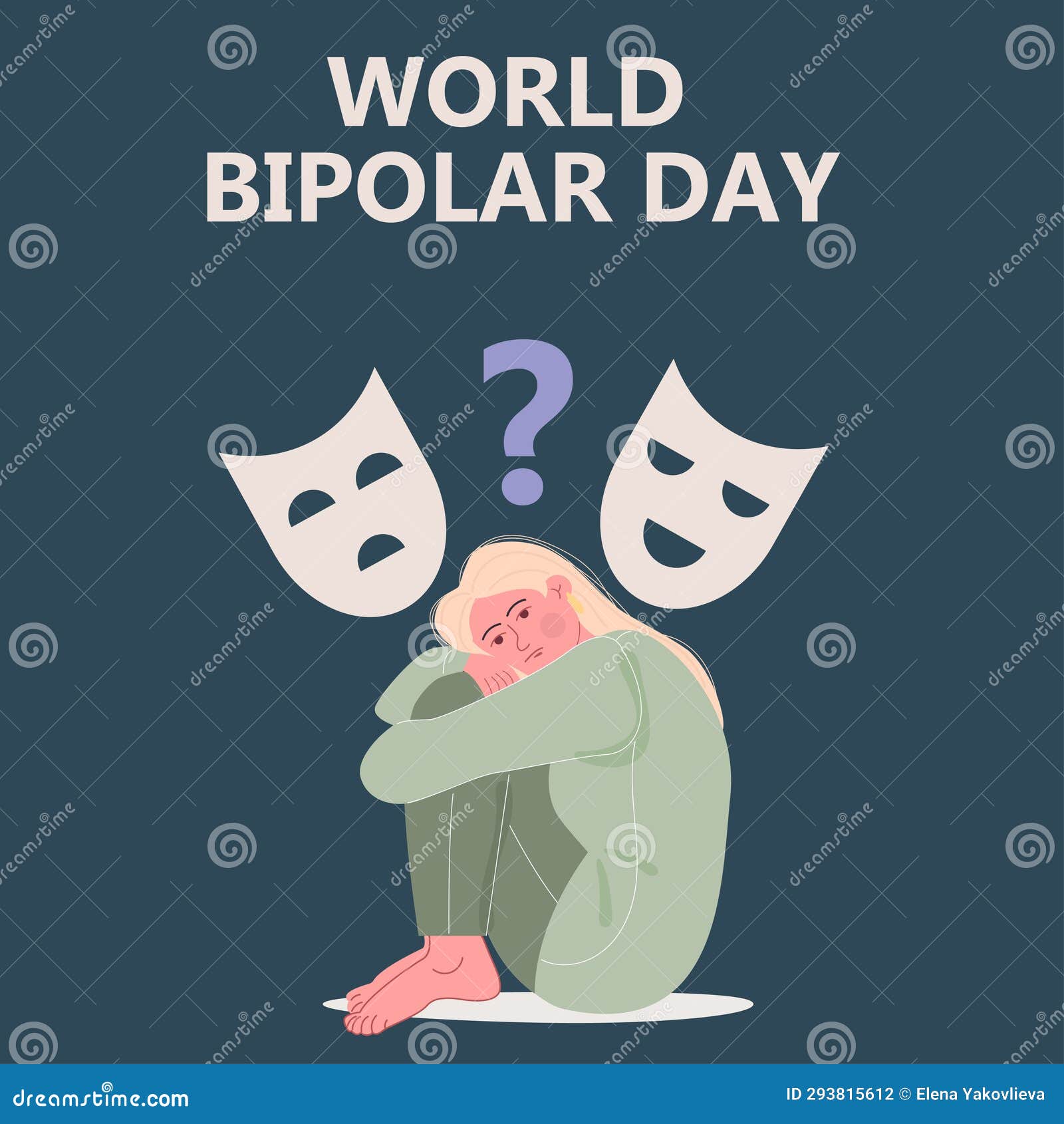 World Bipolar Disorder Day With Man Having Mania And Depression Mood ...