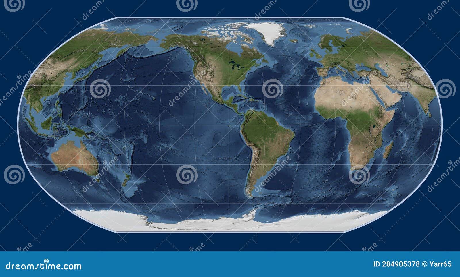 World Satellite Map - -90 PM. Robinson Stock Illustration ...