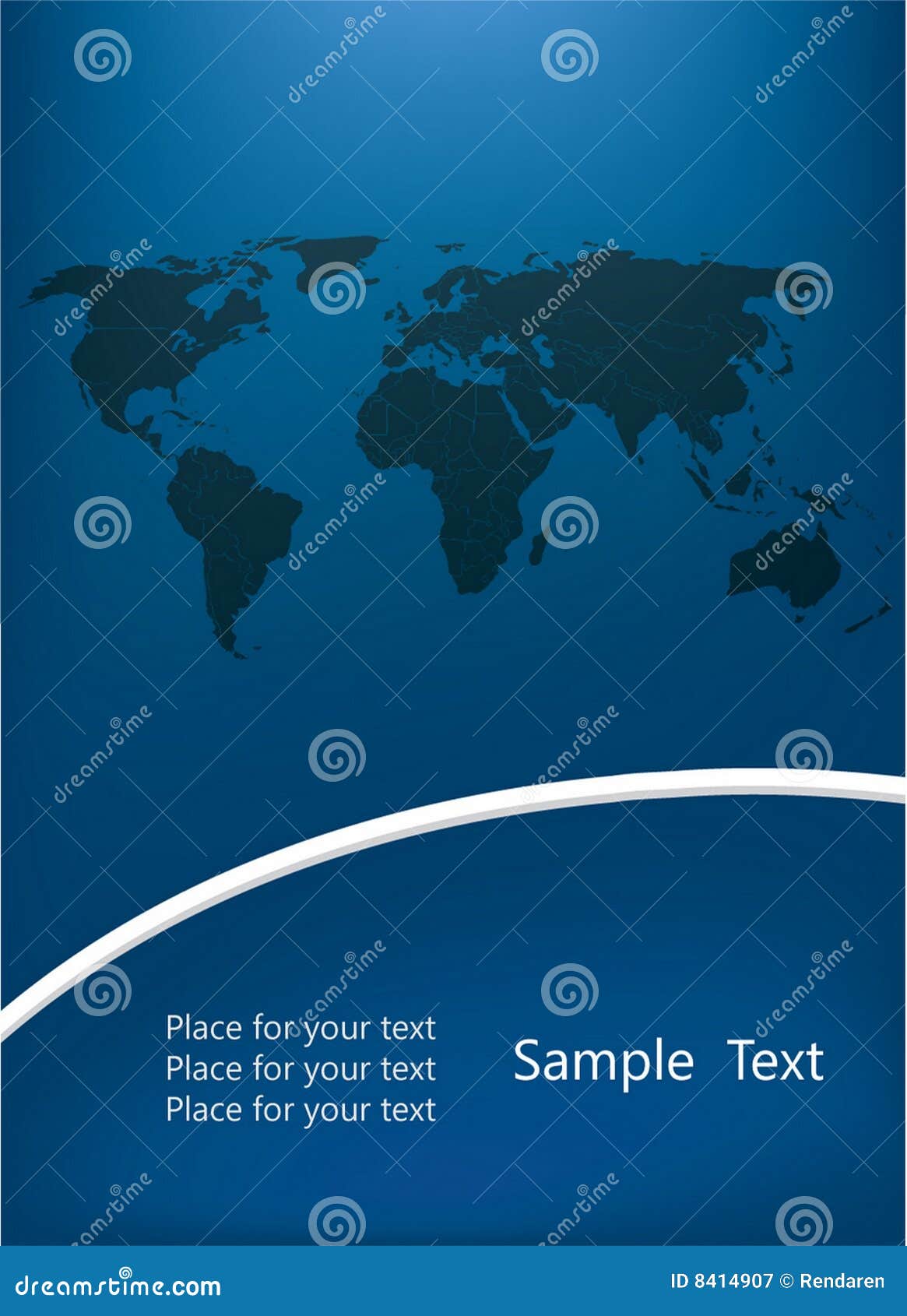 World Map In Blue Color On White Background. High Detail Blank ...