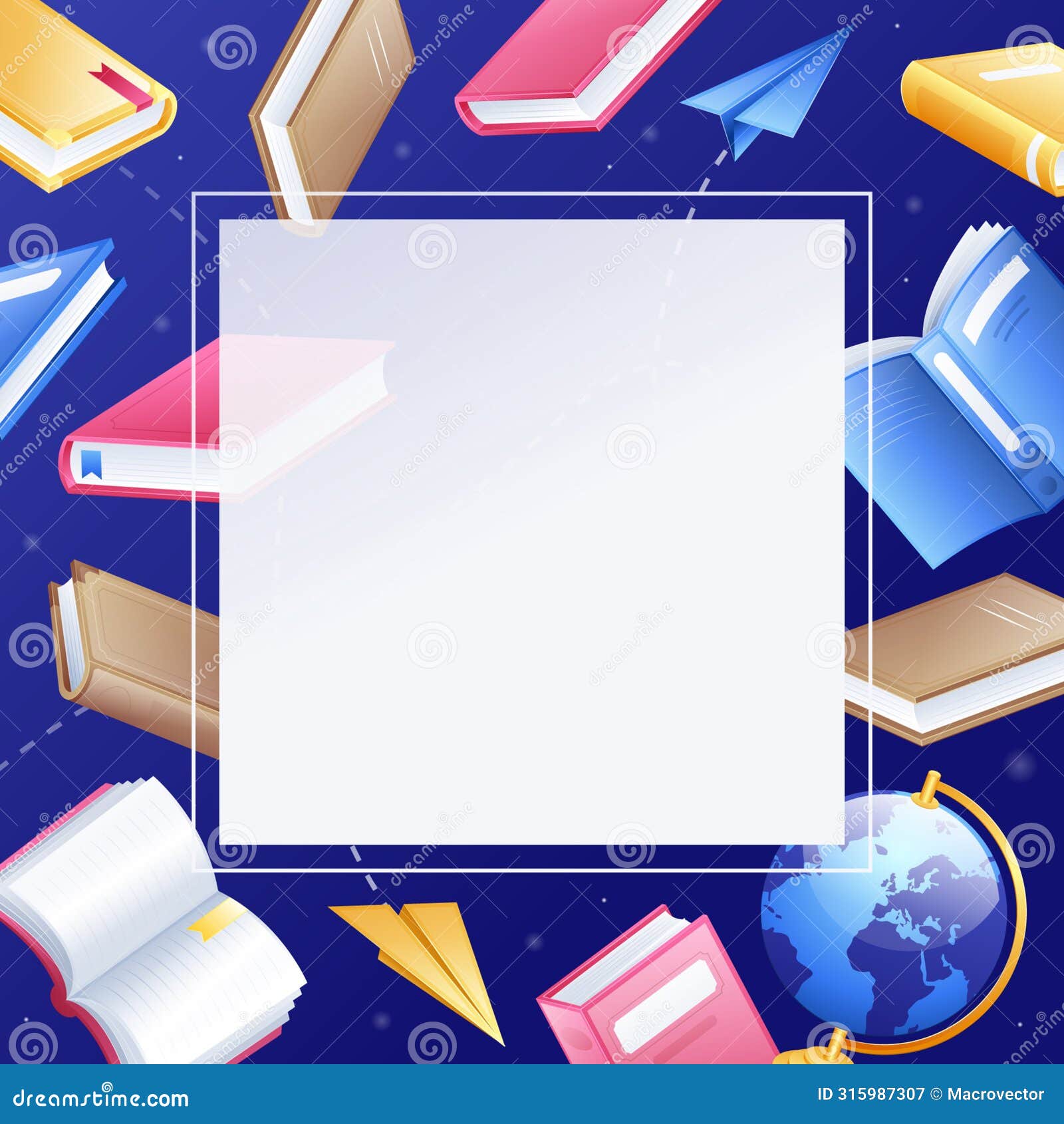 World Book Day Cartoon Frame Stock Illustration - Illustration of ...