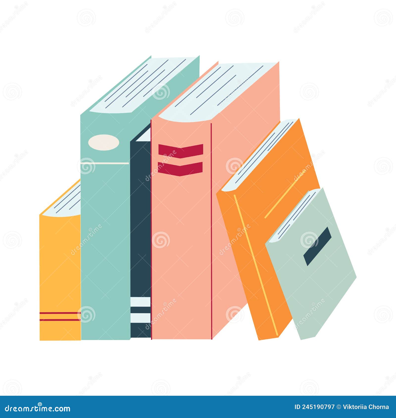 World Book Day Concept, Studying, Learning. Stack of Books in Cartoon ...