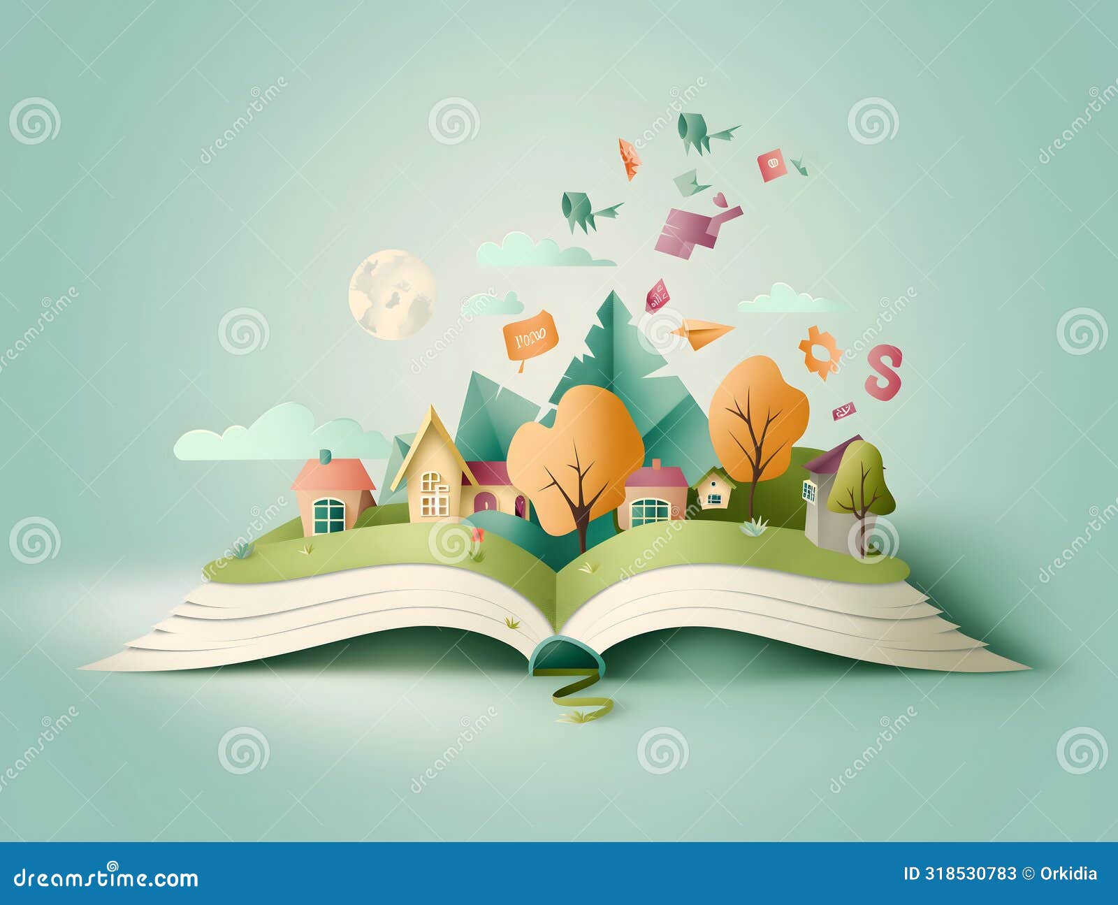 World Book Day Design - a Magic Nature Book Stock Illustration ...