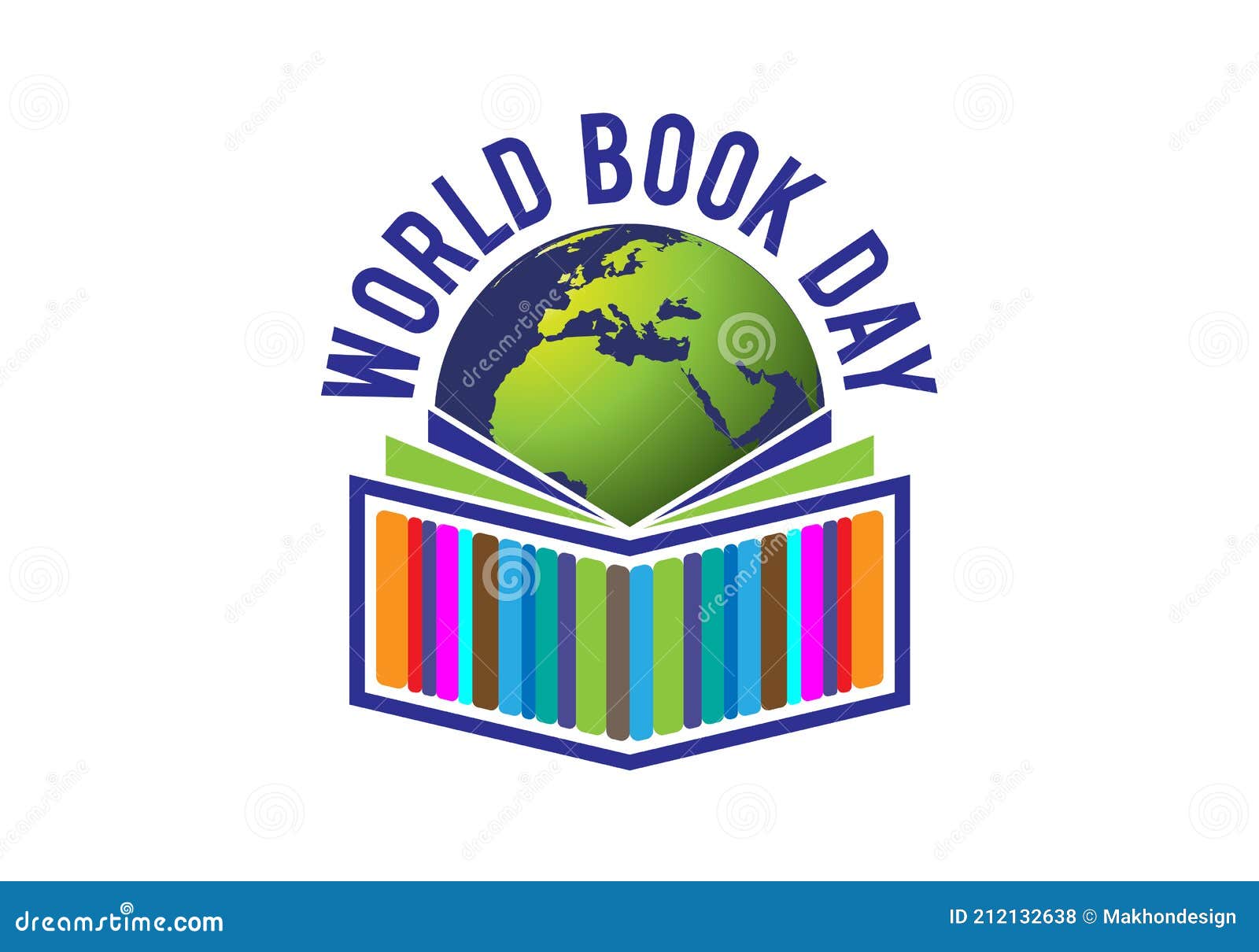 World Book Day. Book and Globe Sign on White Background Stock Vector ...