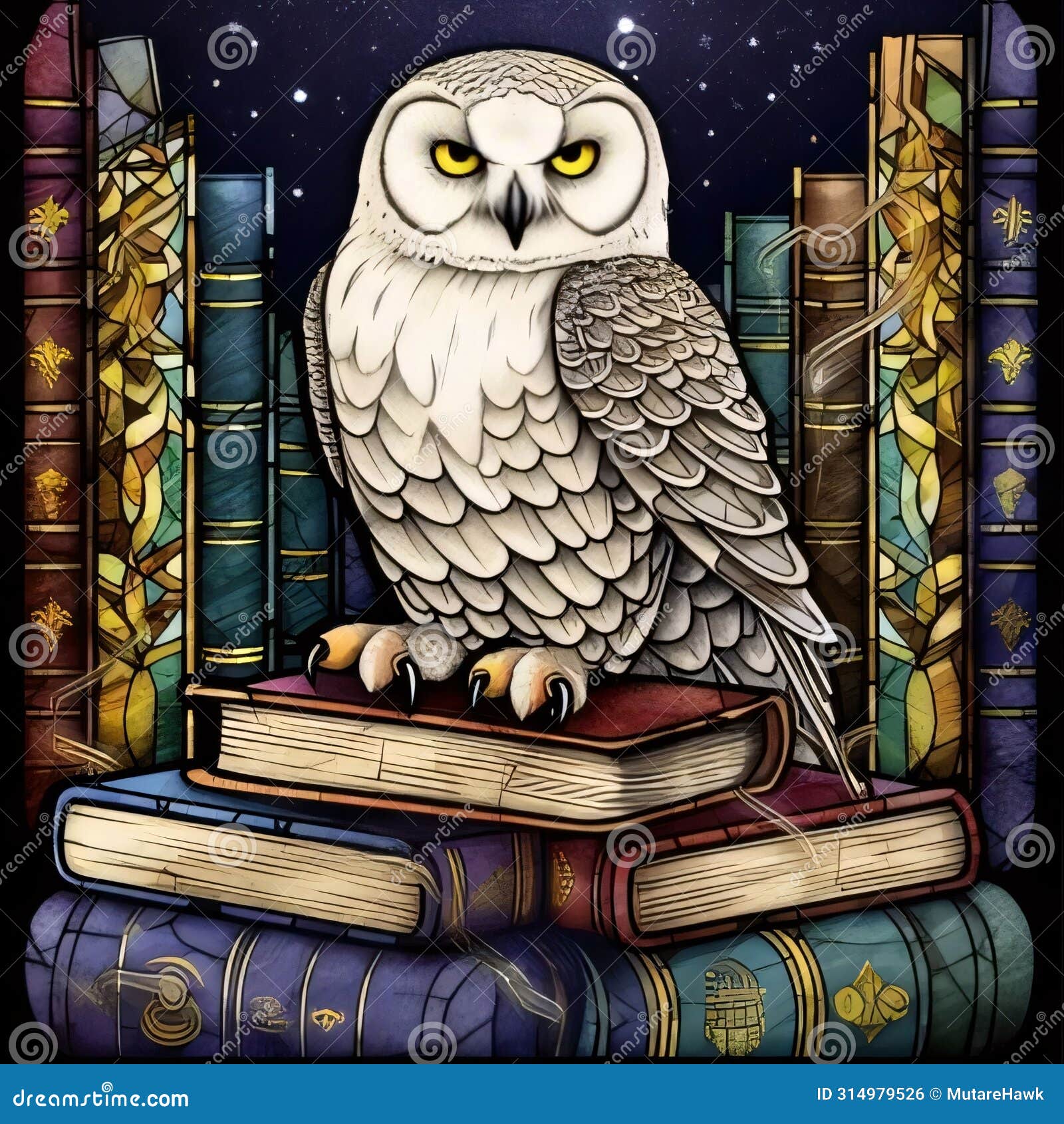 Owl Sitting on a Stack of Old Books. Vector Illustration Stock ...