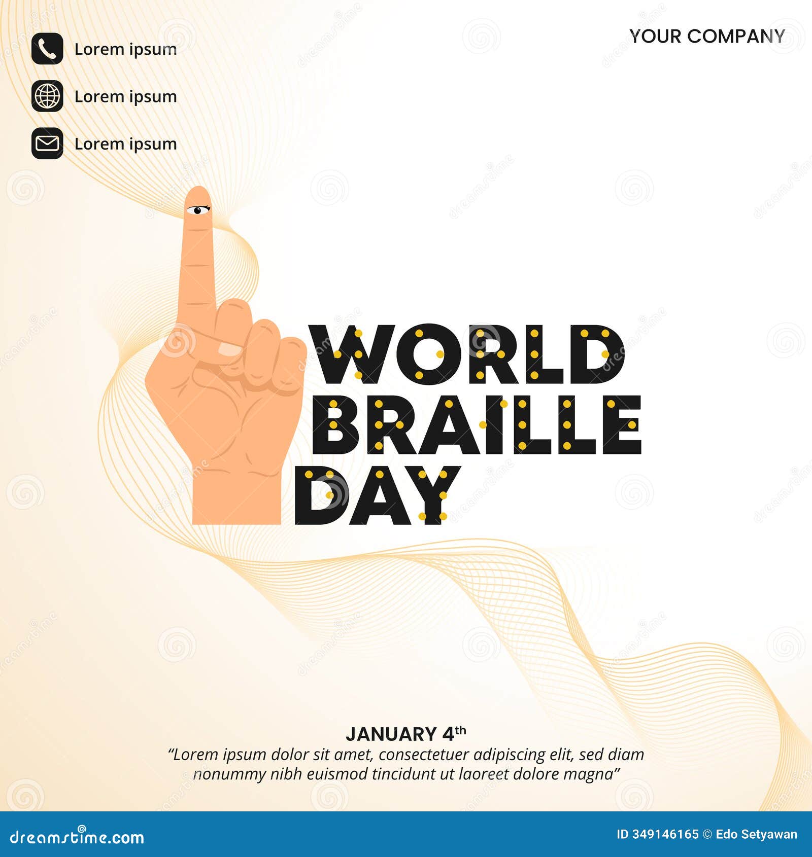 World Braille Day Banner Flat Cartoon Hand Drawn Templates Illustration ...