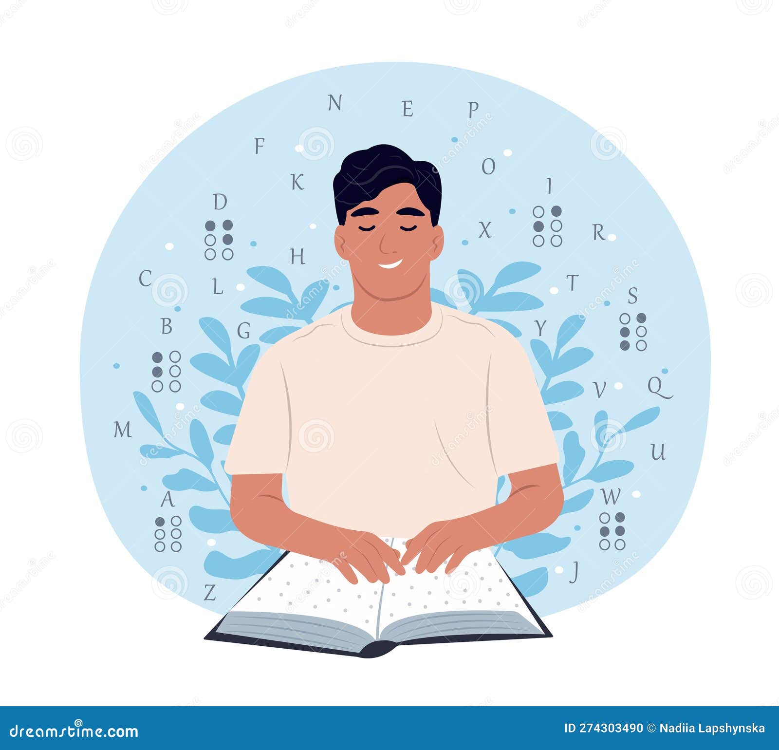 World Blind Day Illustration.Young Sightless Woman With Black Glasses ...