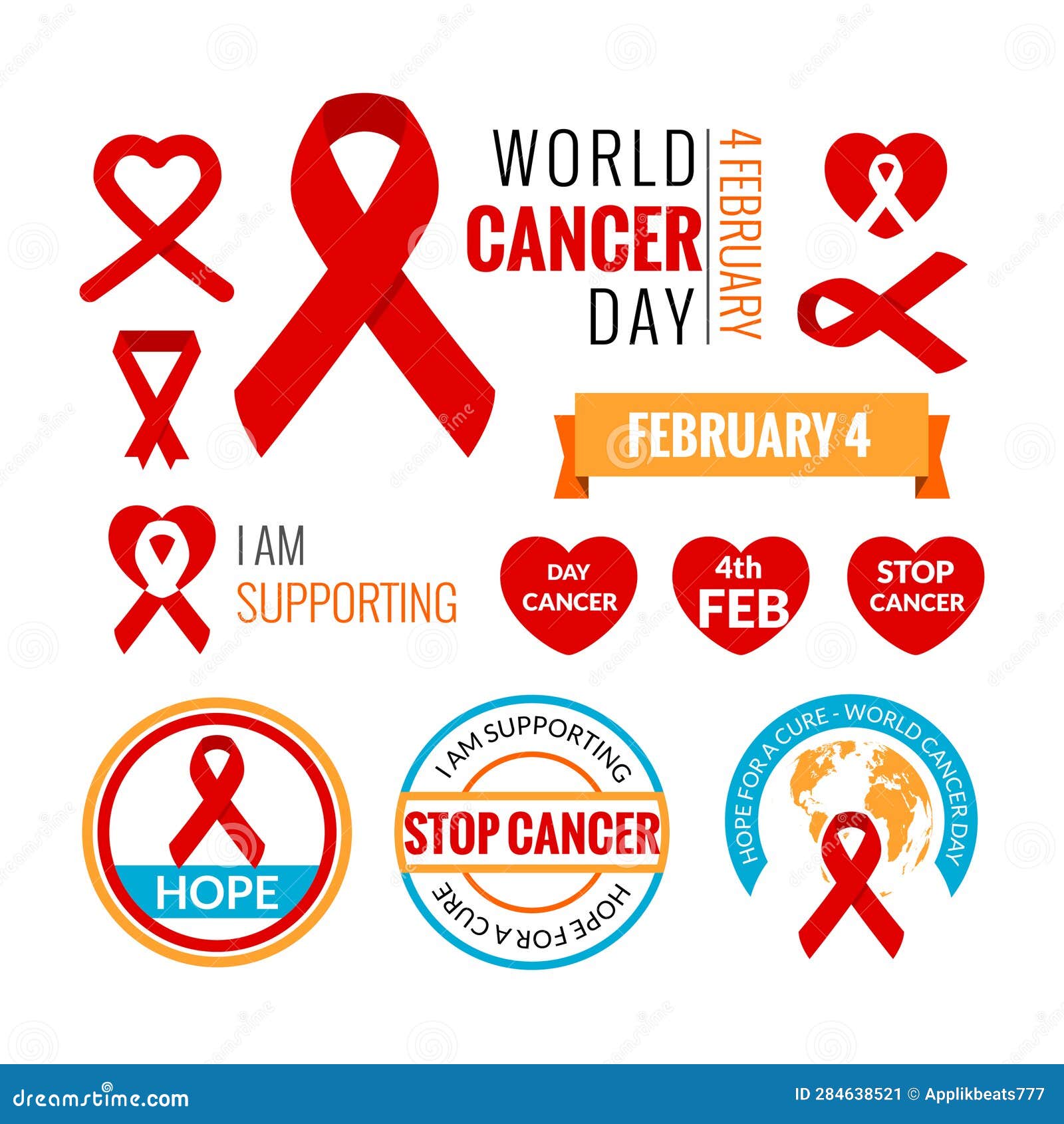 World Cancer Day Elements Collection. Vector Illustration Stock Vector ...