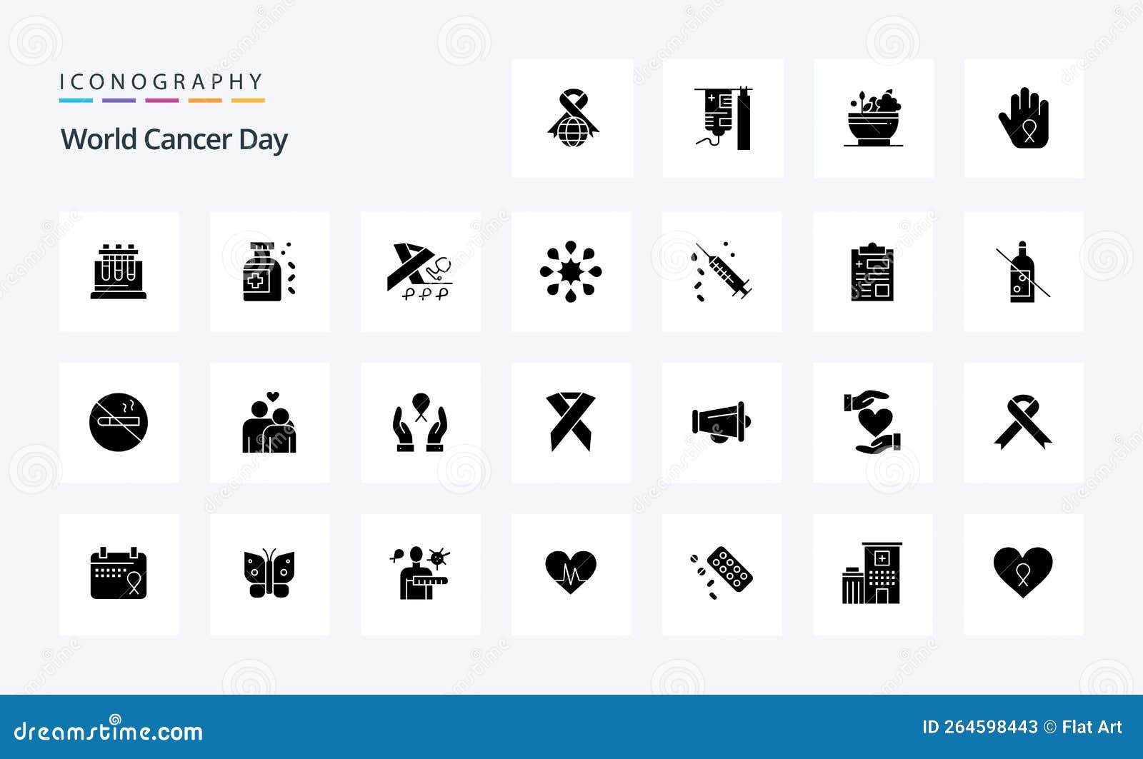 25 World Cancer Day Solid Glyph Icon Pack Stock Vector - Illustration ...