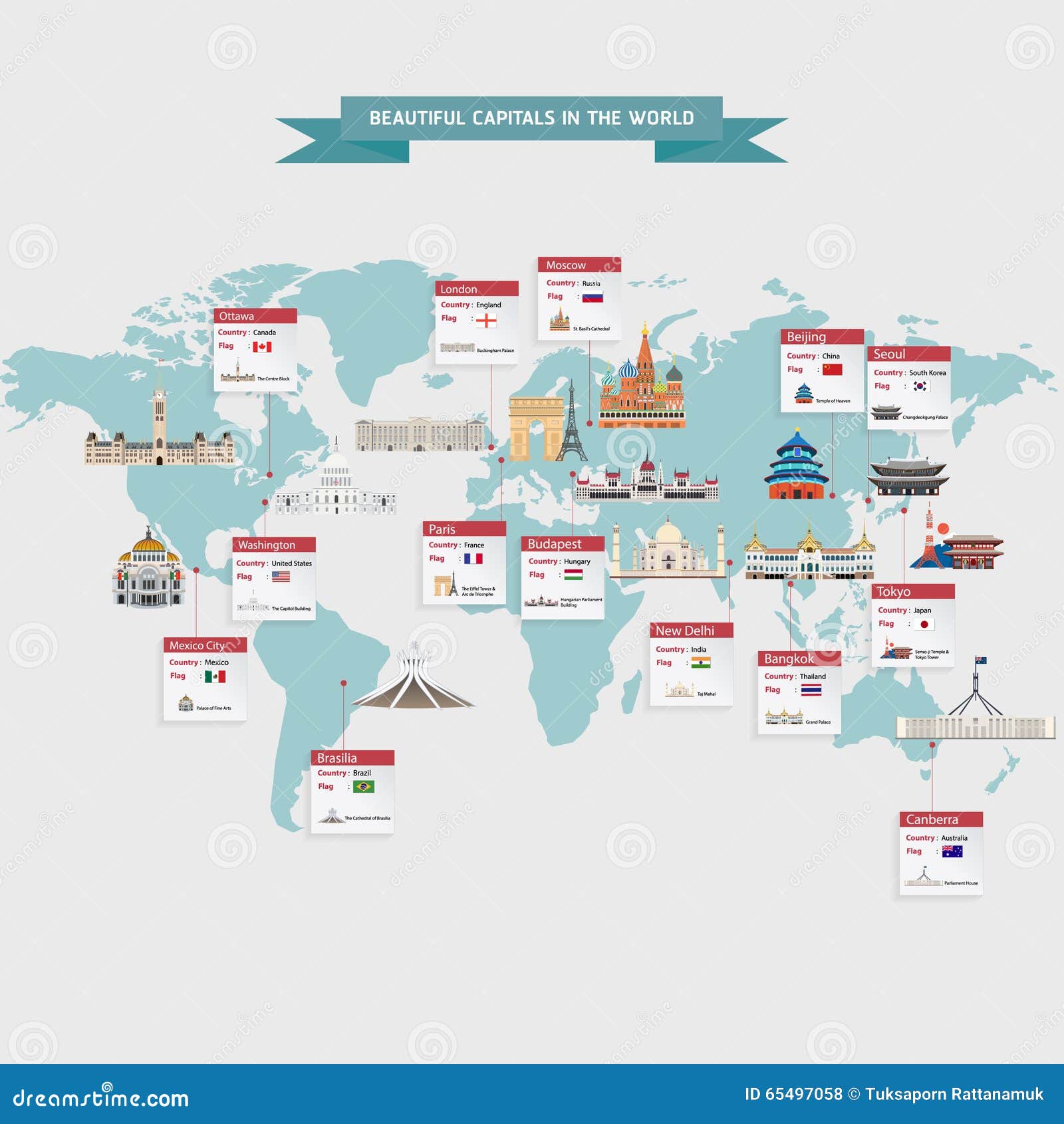 World Capitals Vector Illustration | CartoonDealer.com #62832984