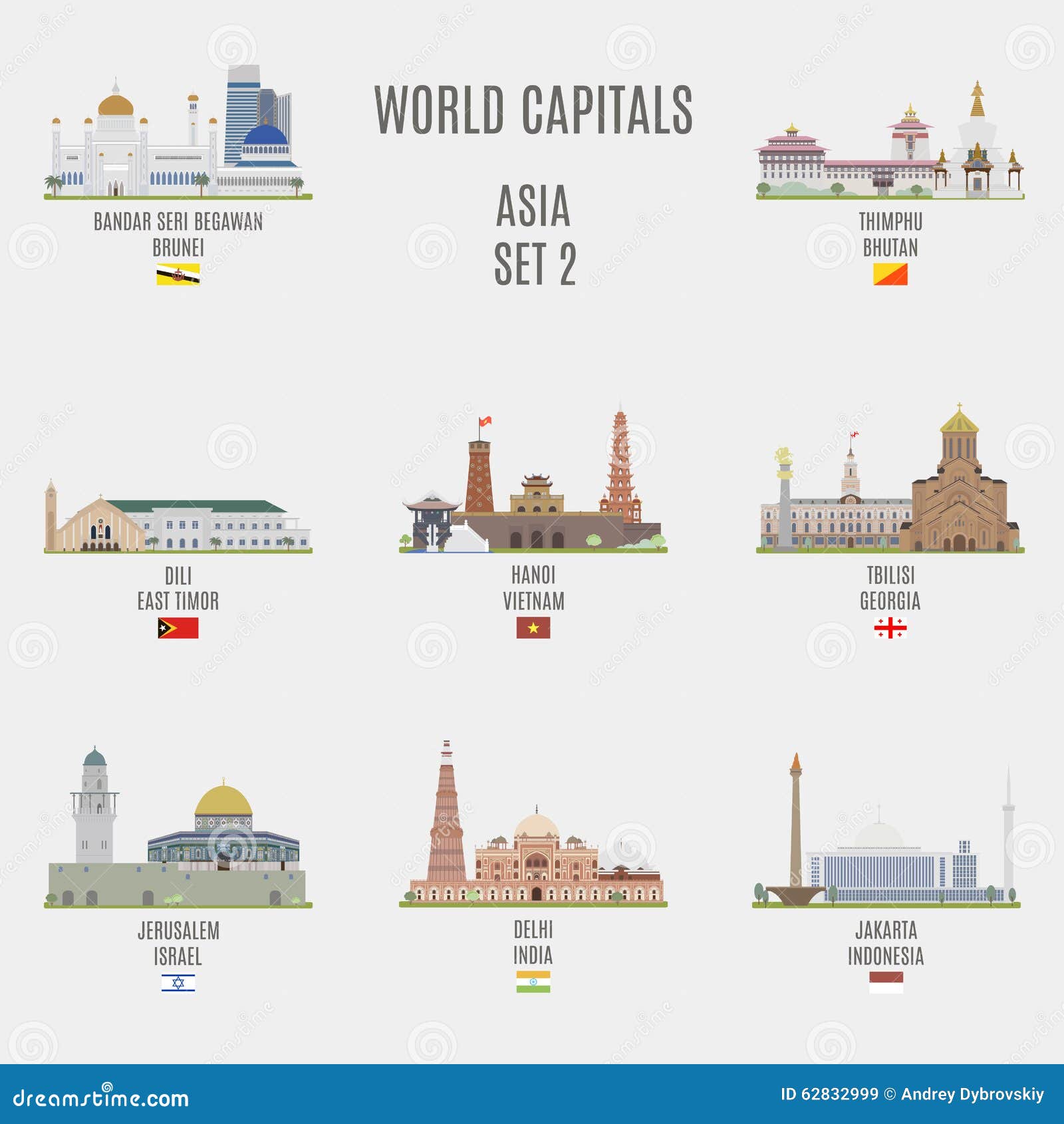 World capitals stock vector. Illustration of symbol, indonesia - 62832999