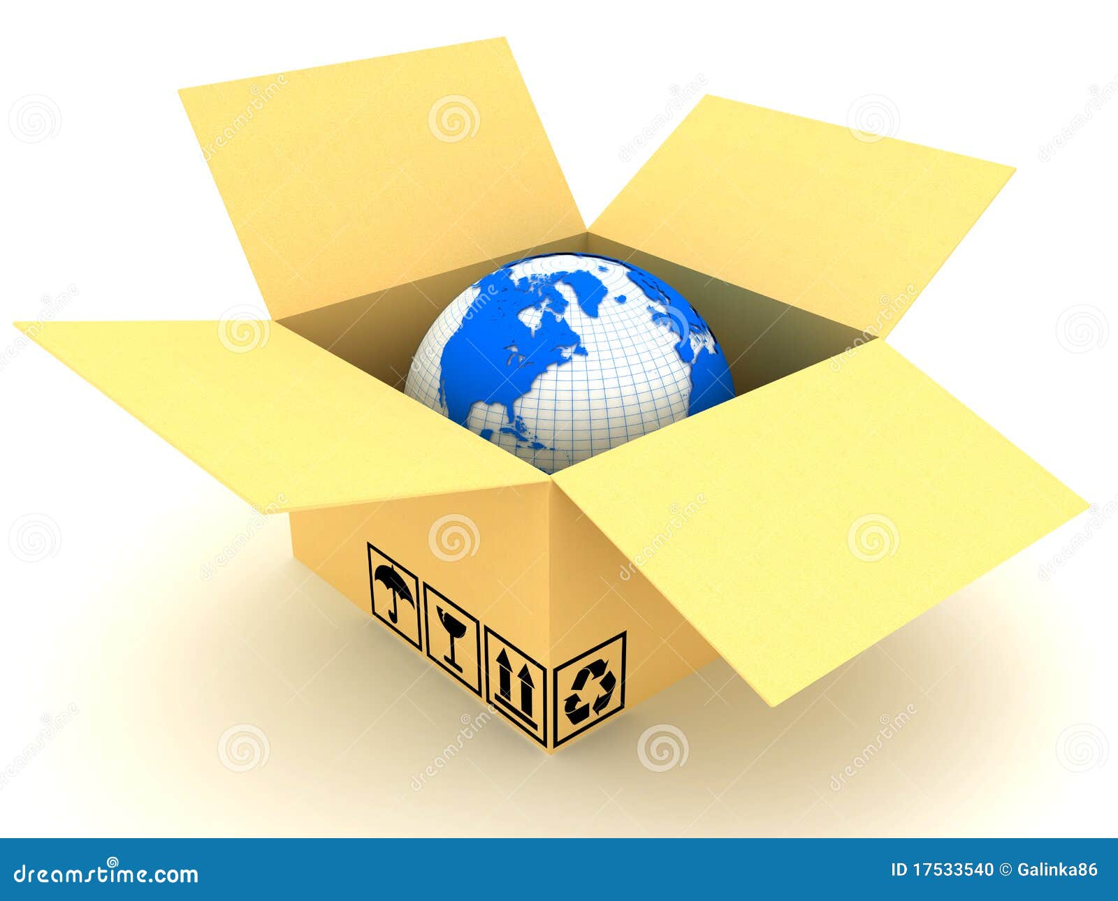 World in a cardboard box stock illustration. Illustration of package ...