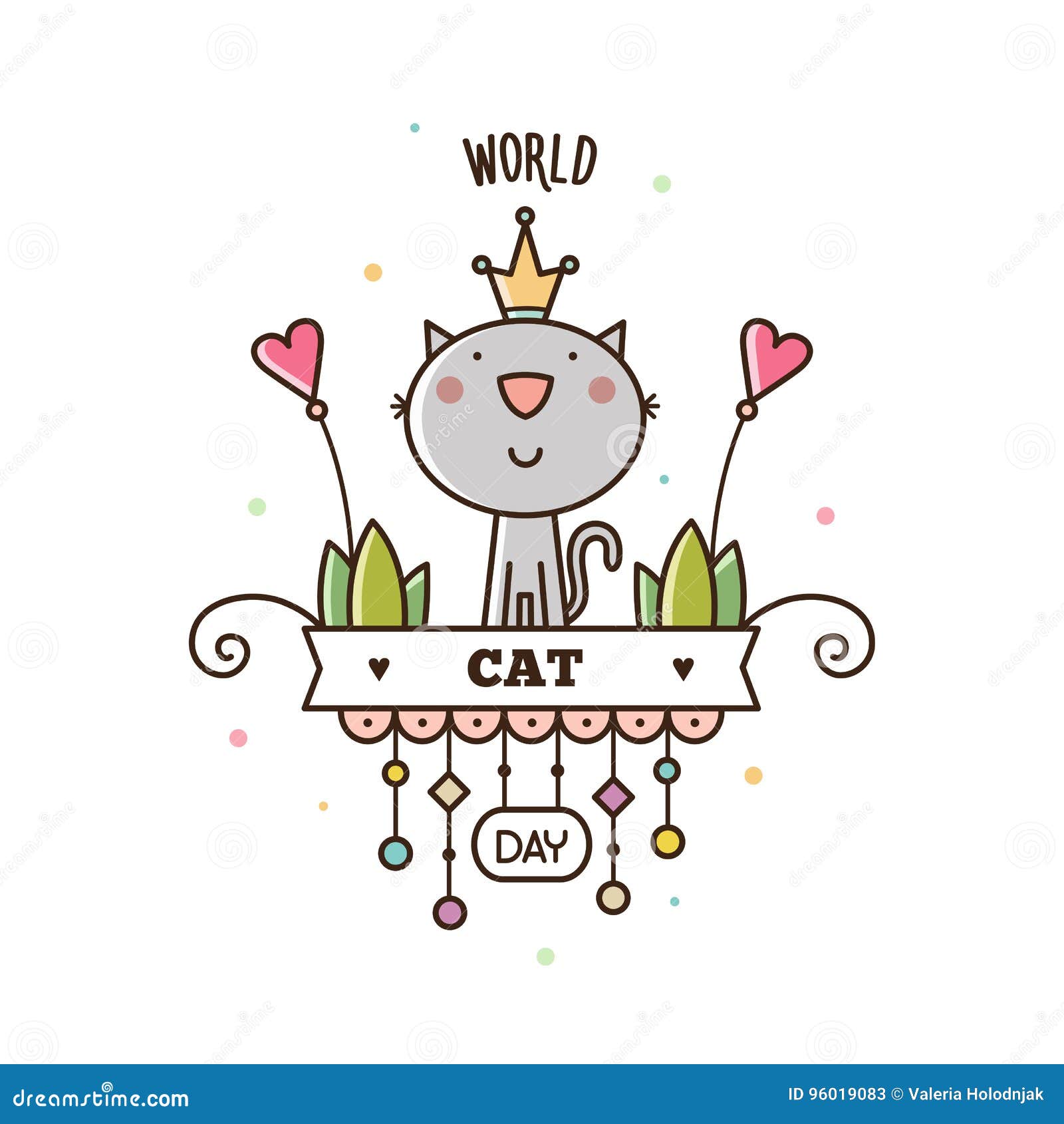 World Cat Day. Vector Illustration Stock Vector - Illustration of ...