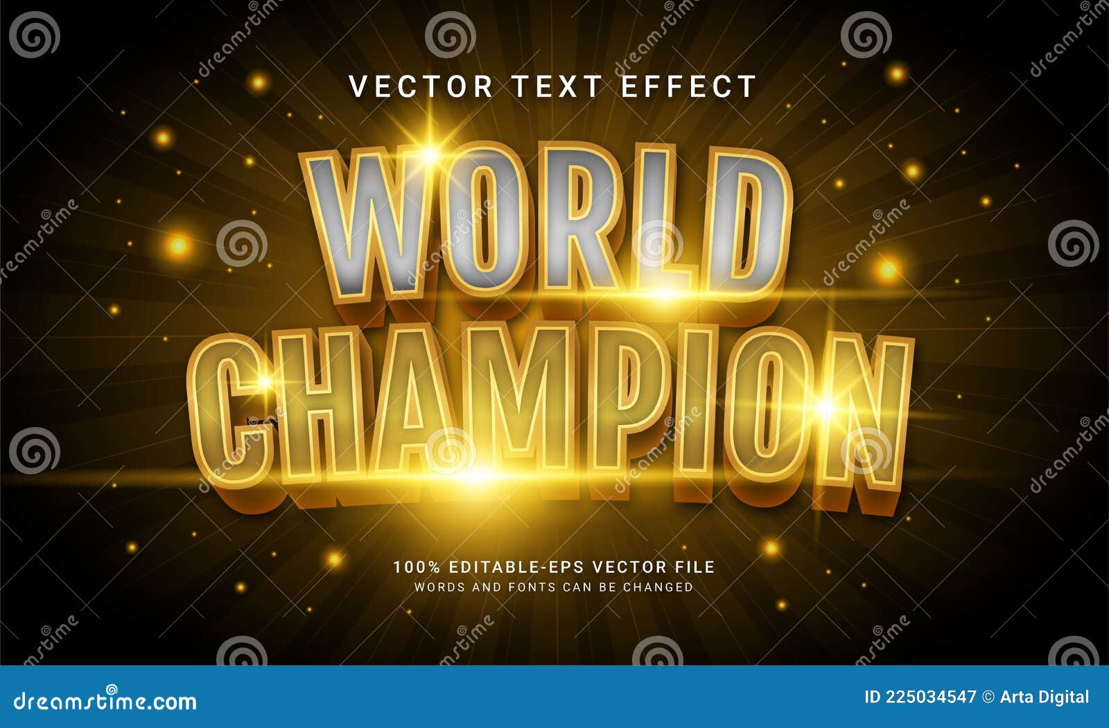 World Champion Editable Text Effect Stock Vector - Illustration of ...