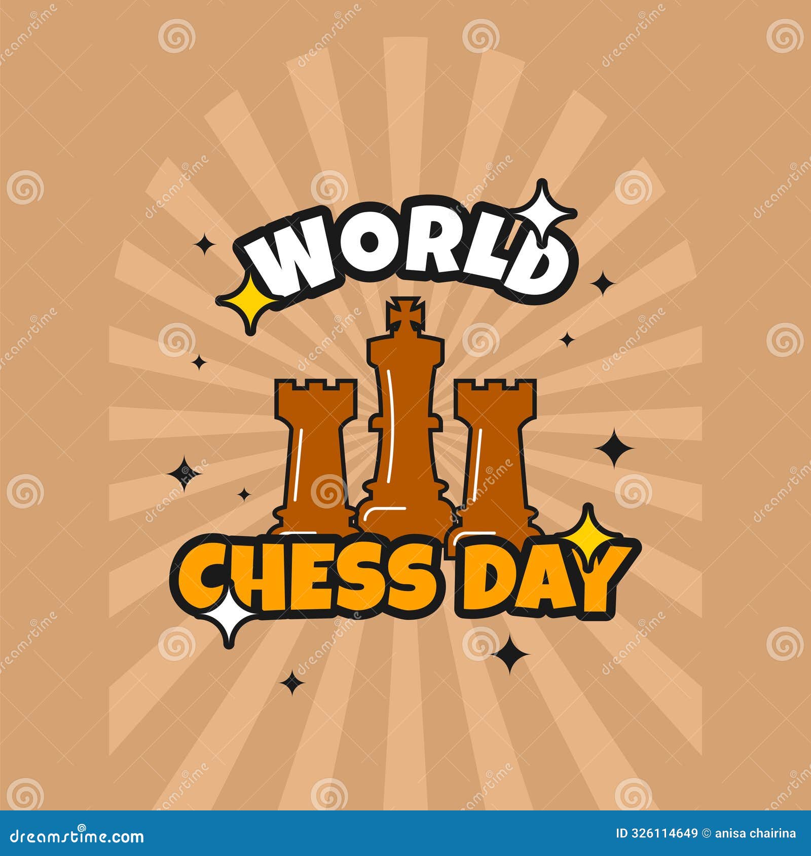 World Chess Day Groovy Vector Design Stock Vector - Illustration of ...