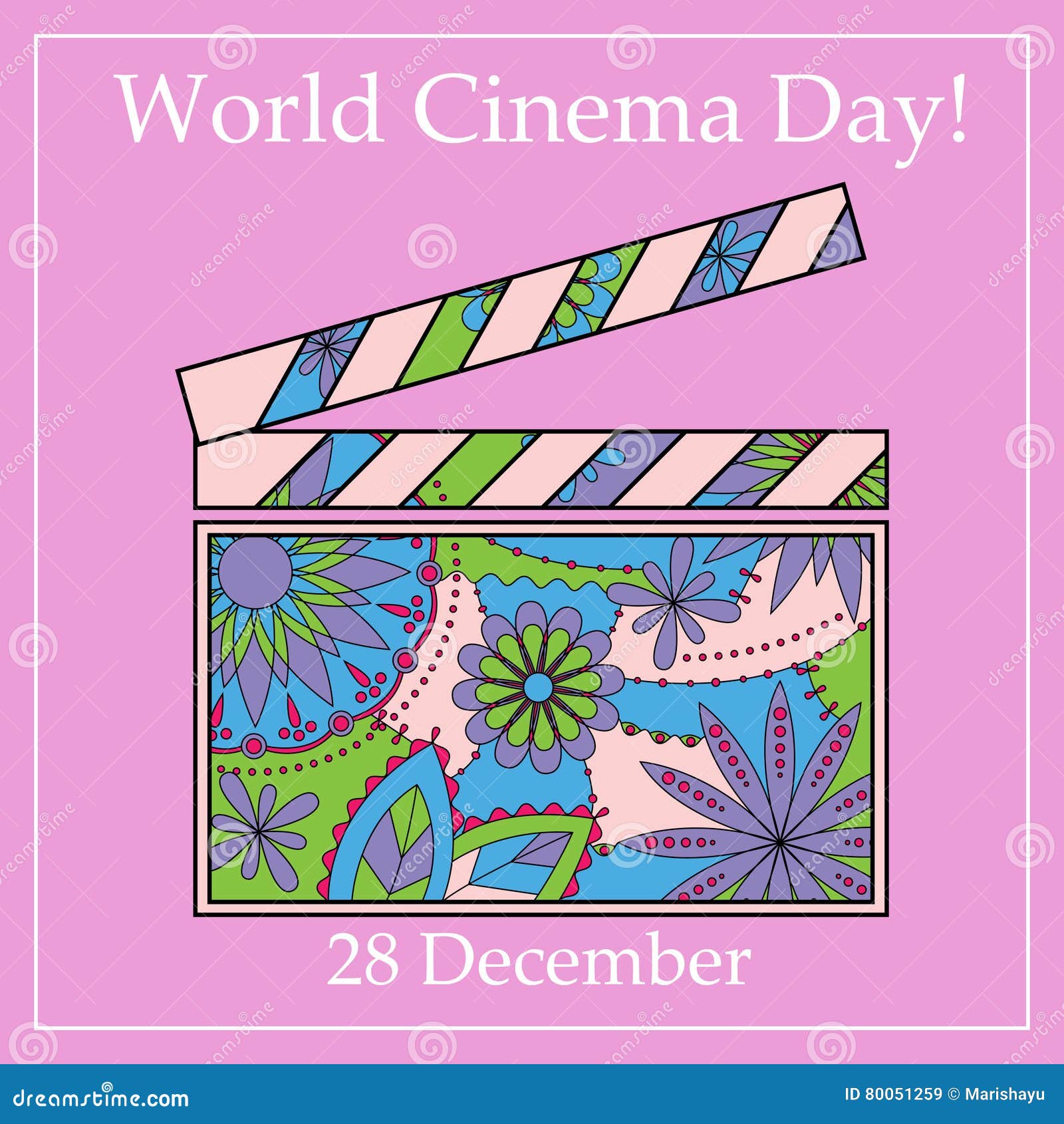 World Cinema Day Calligraphy Hand Lettering Isolated On White. Vector ...