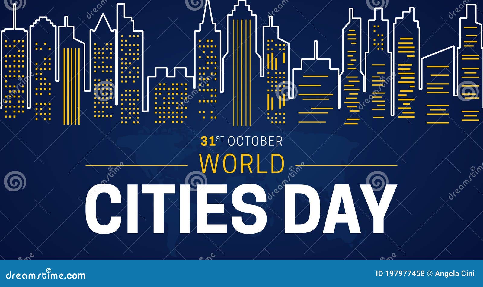 World Cities Day Background Illustration with Night Cityscape Stock ...