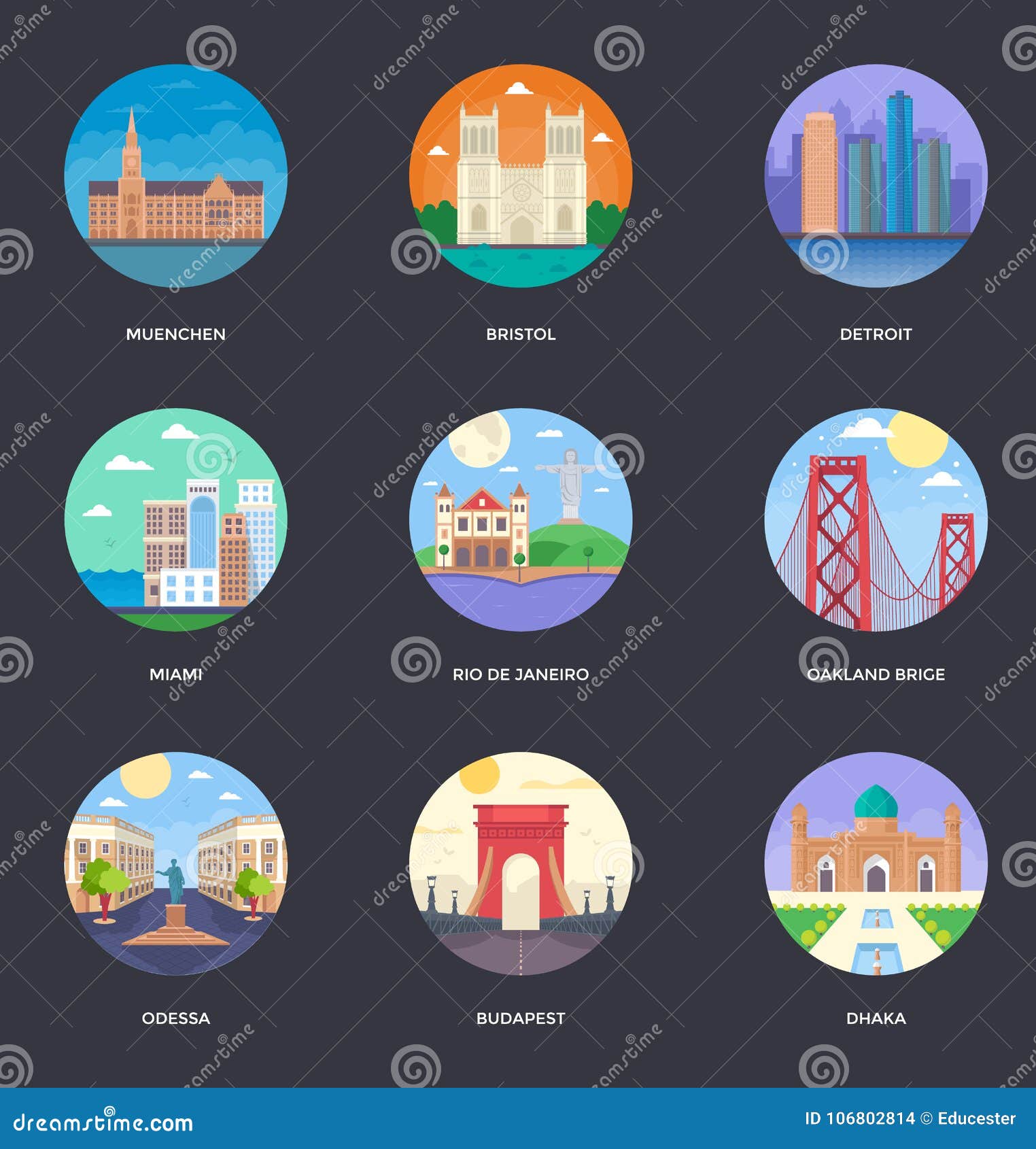 World Cities Illustration Vector Pack Stock Illustration - Illustration ...