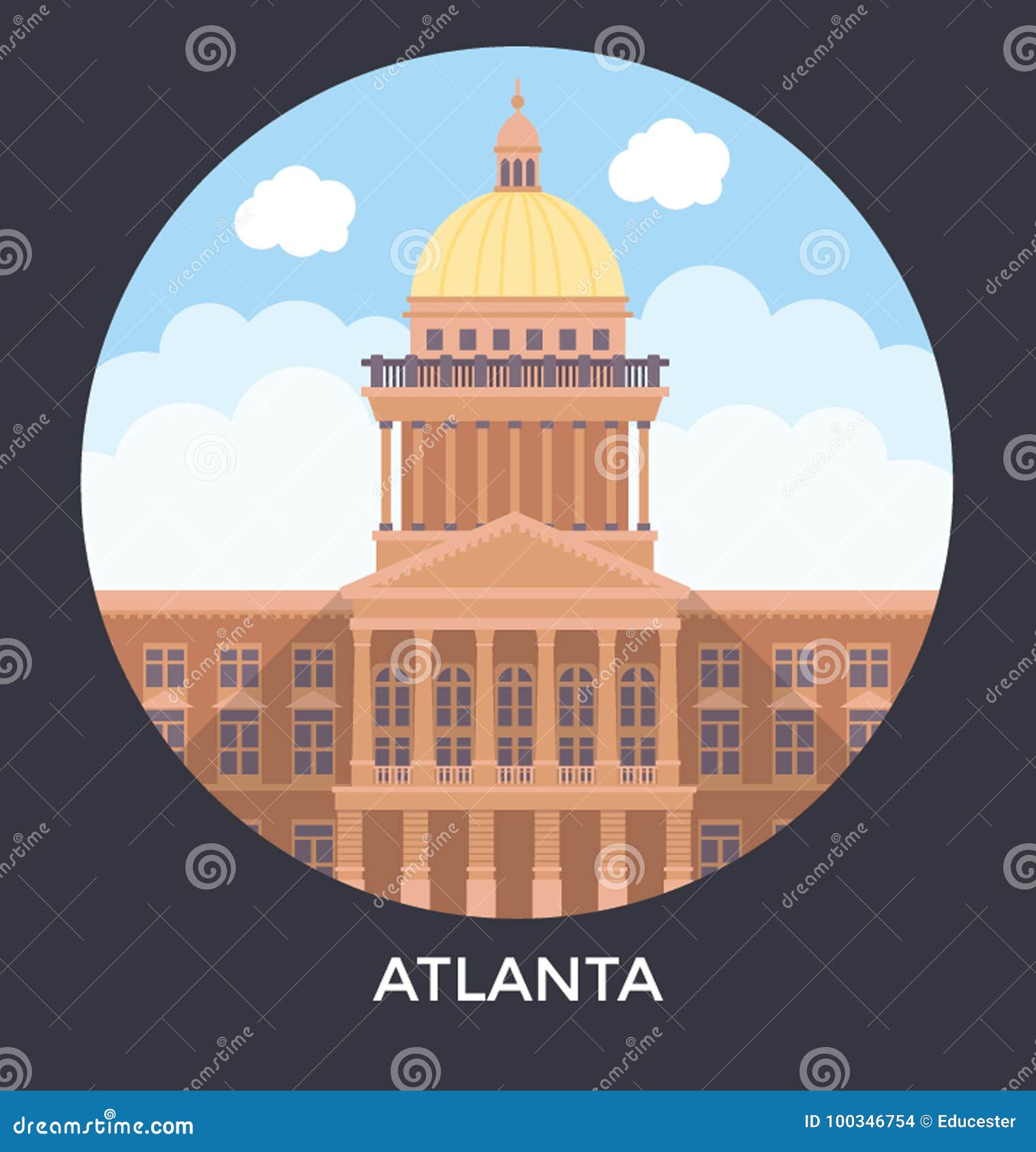 Atlanta Vector Icon stock illustration. Illustration of georgia - 100346754
