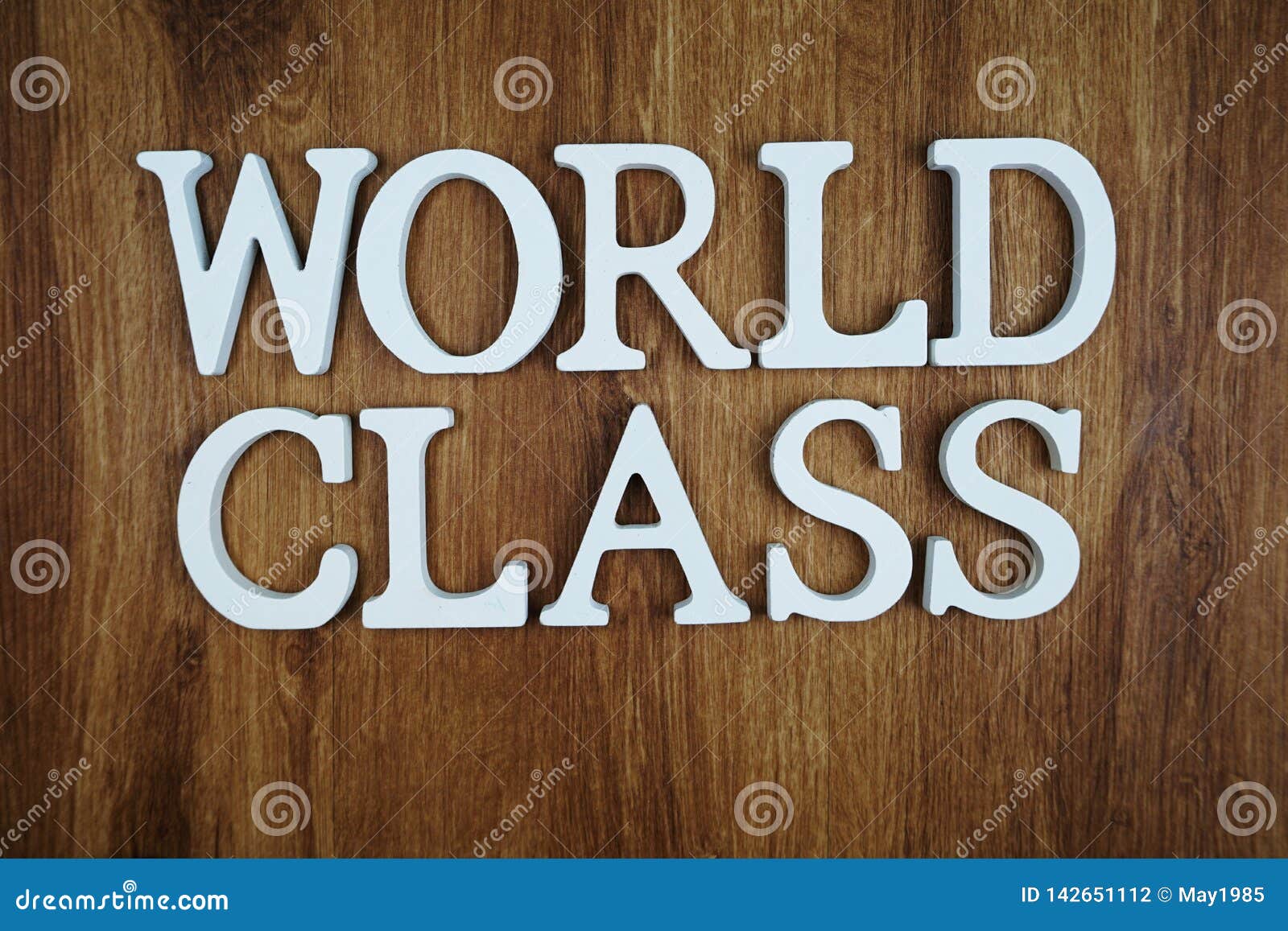 World Class Alphabet Letter with Space Copy on Wooden Background Stock ...