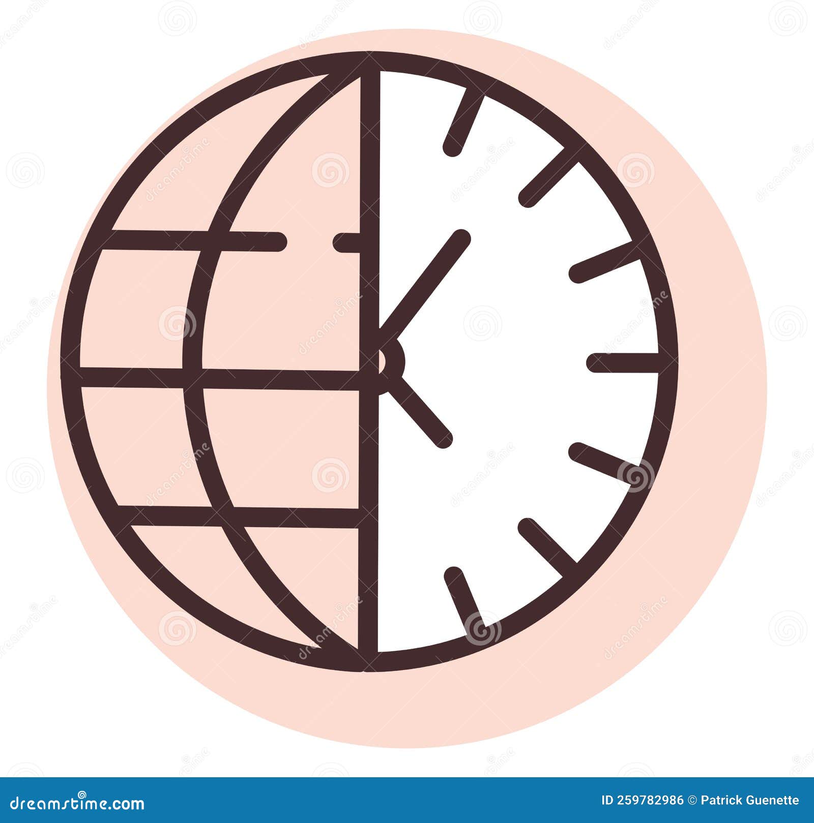 World clock time, icon stock vector. Illustration of world - 259782986
