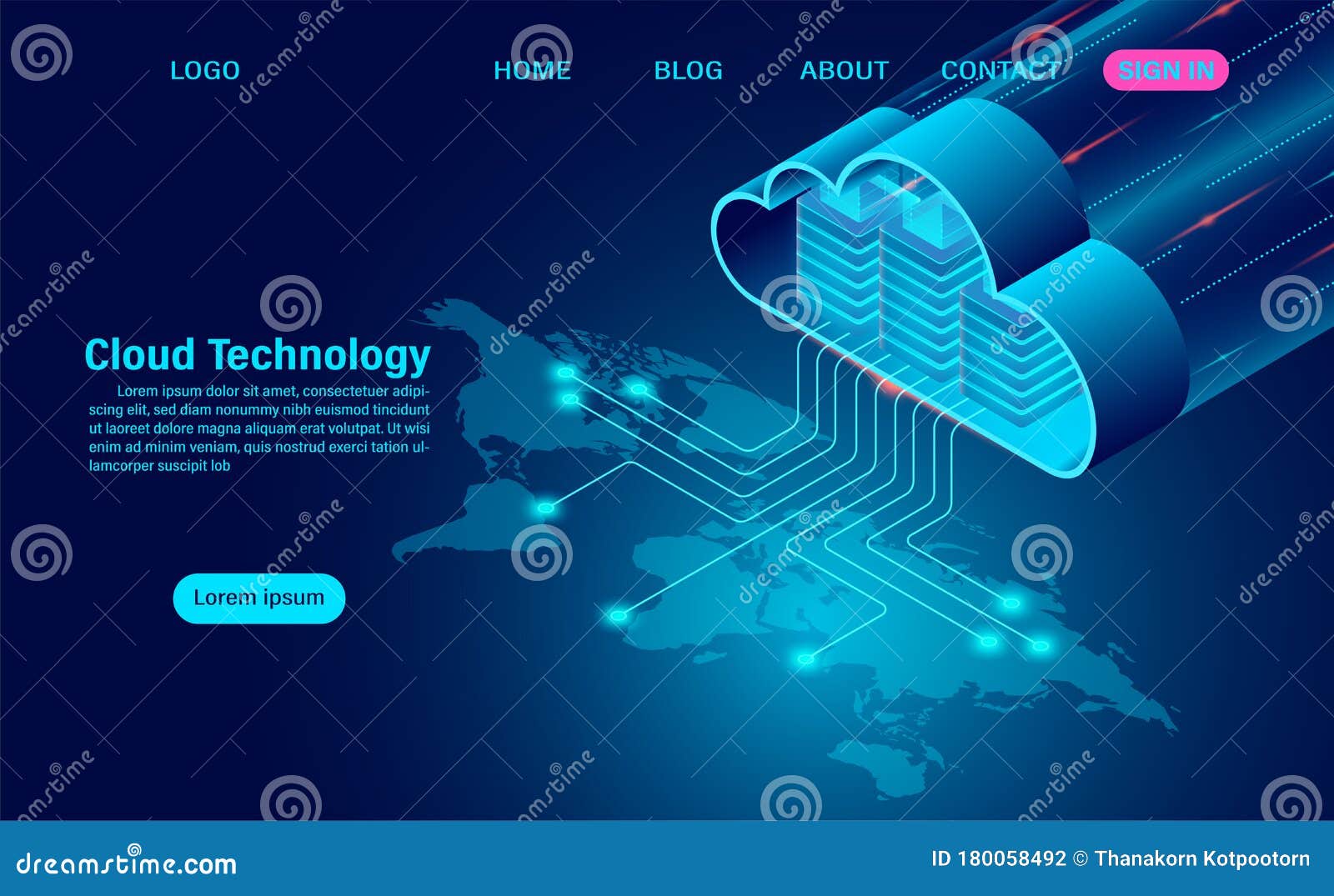 World Cloud Technology Concept. Online Computing Technology Stock Vector - Illustration of ...