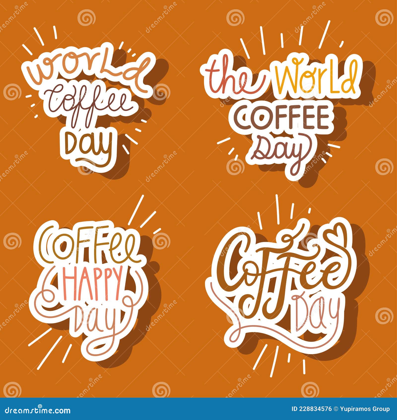 World Coffee Day, Words Set Stock Vector - Illustration of typography ...