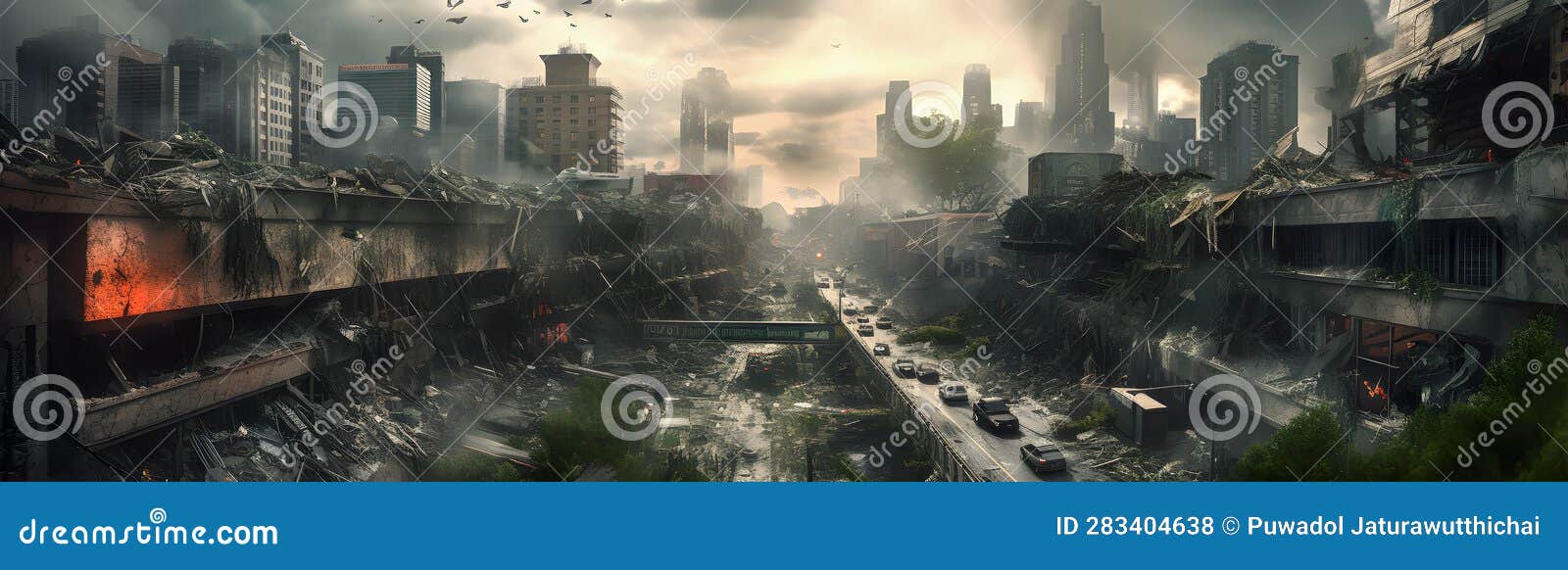 World Collapse Panoramic Scene . Doomsday Concept . Created By ...