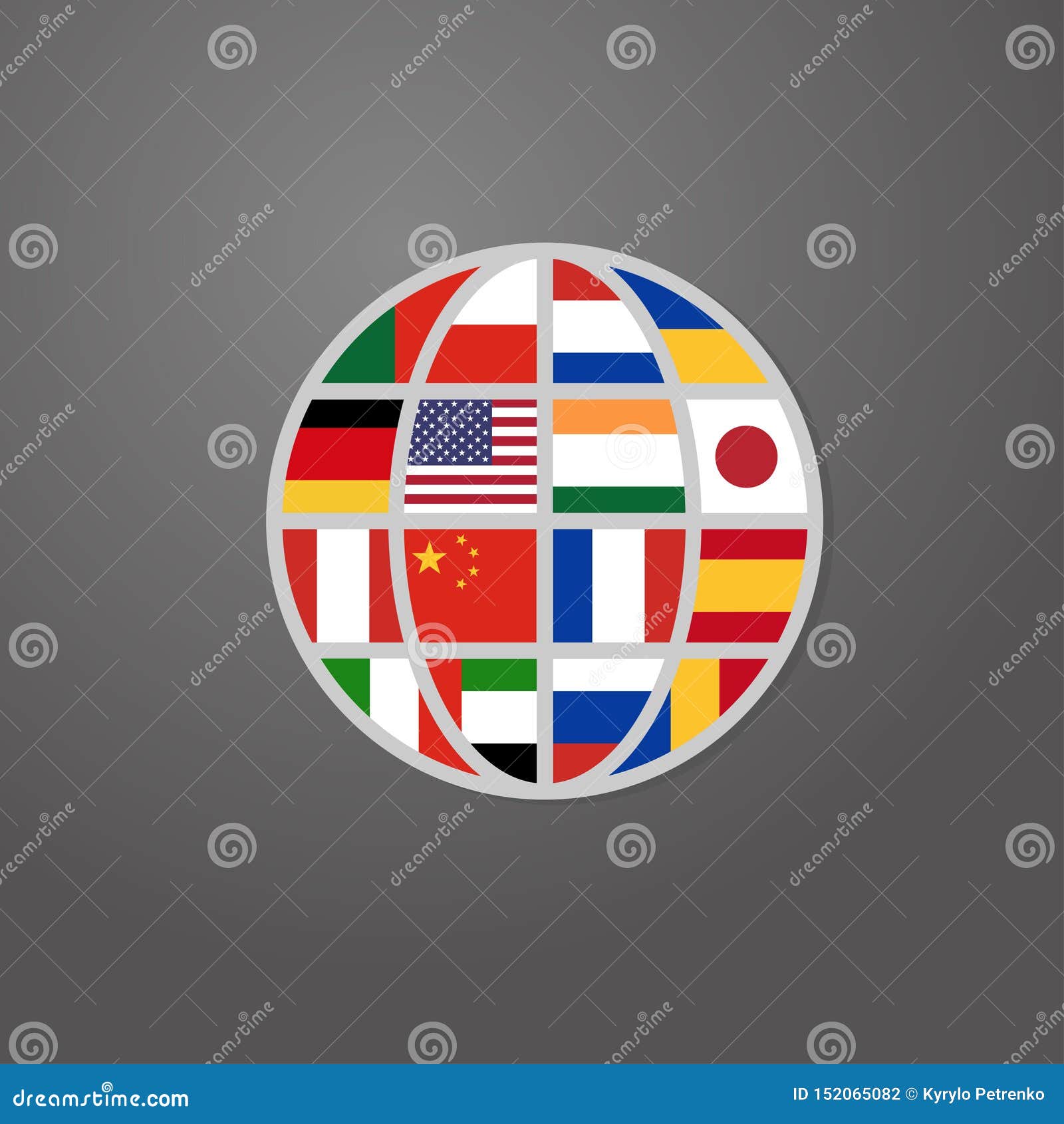 World Color Icon with Countries Flags Vector Stock Vector ...